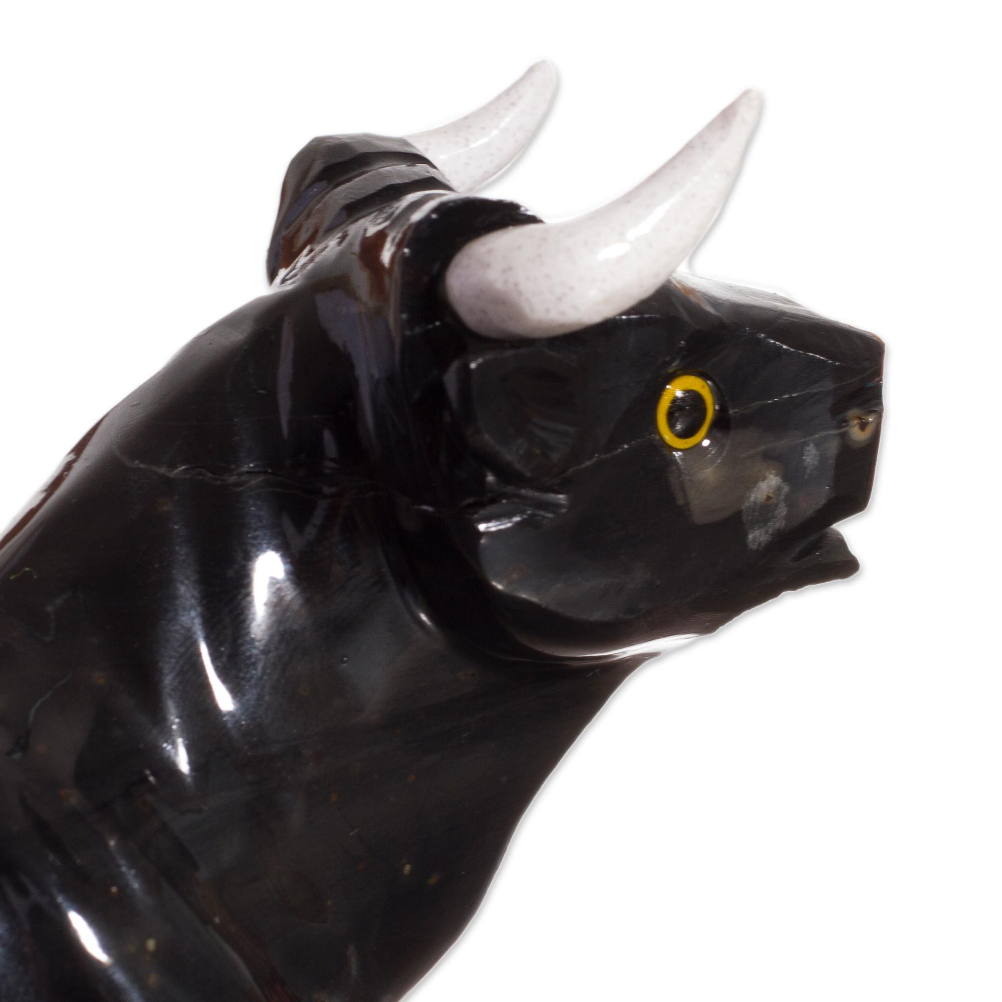 Black Onyx Bull Sculpture Crafted in Peru - Legendary Bull | NOVICA