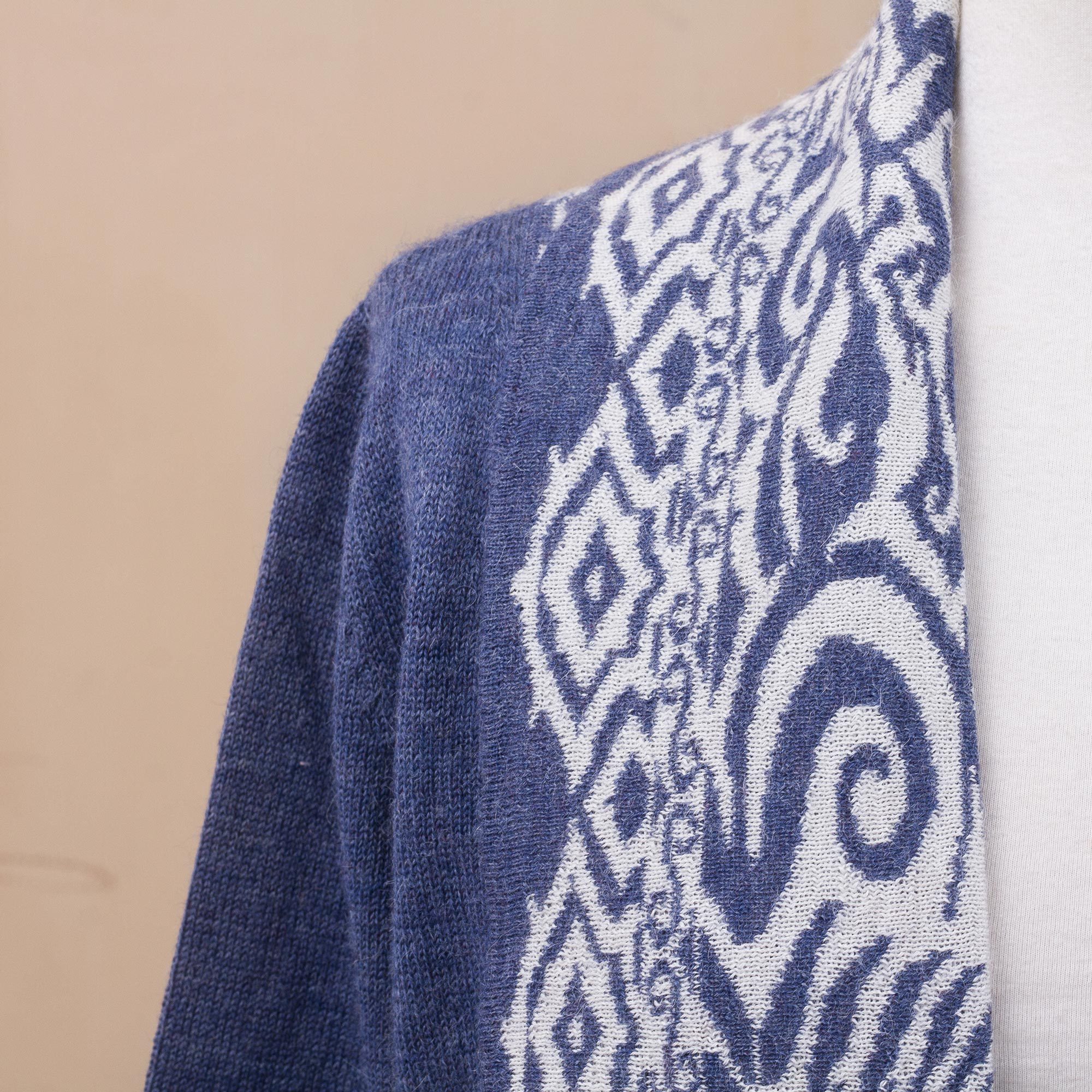 UNICEF Market | Knit Indigo and Snow White 100% Baby Alpaca Cardigan ...