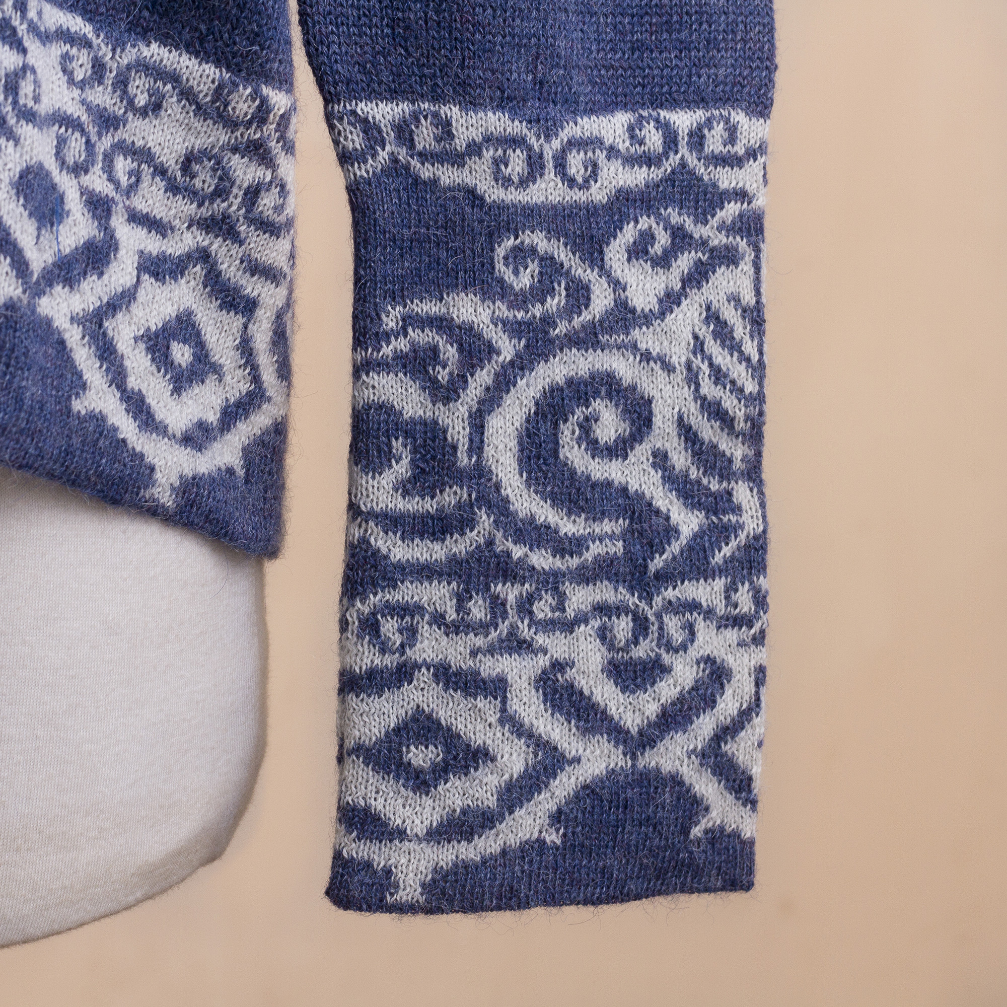UNICEF Market | Knit Indigo and Snow White 100% Baby Alpaca Cardigan ...