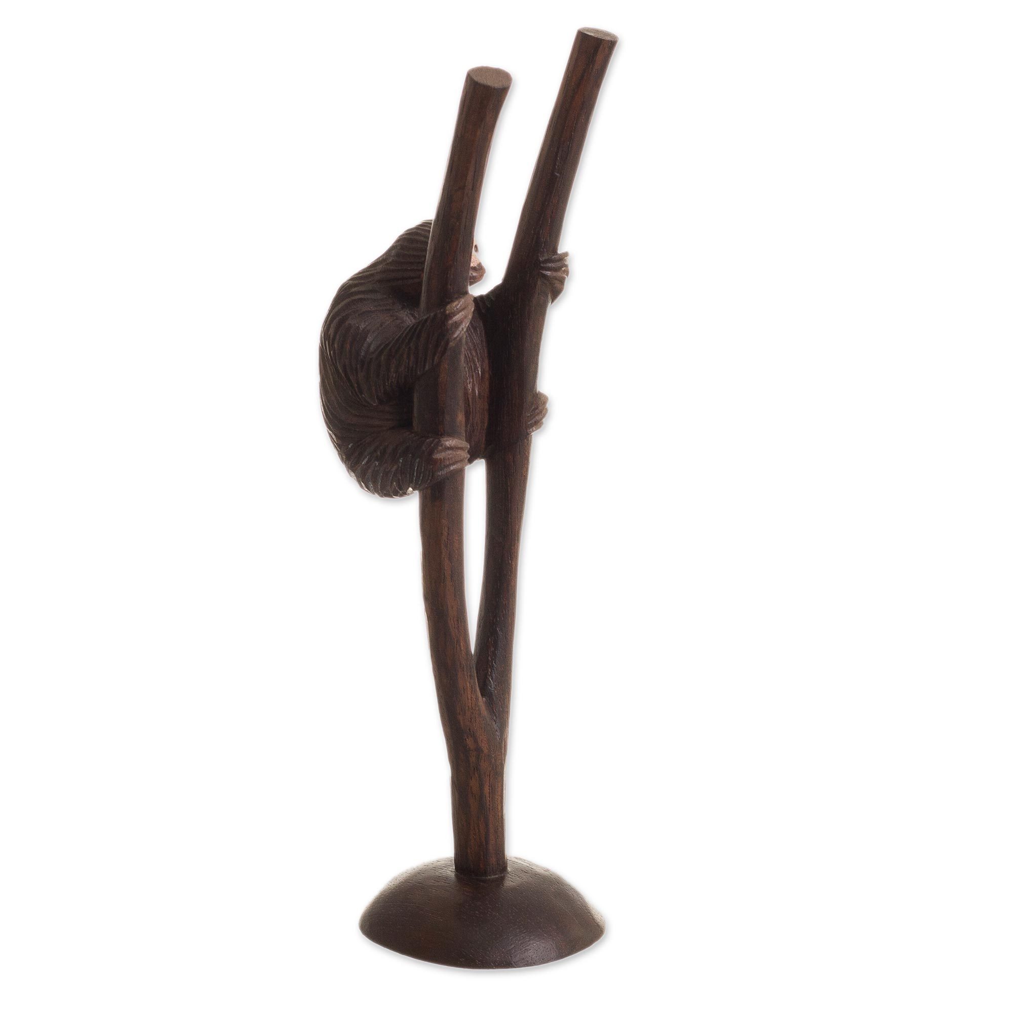 UNICEF Market | Hand-Carved Cedar Wood Sloth Sculpture from Peru - Sloth