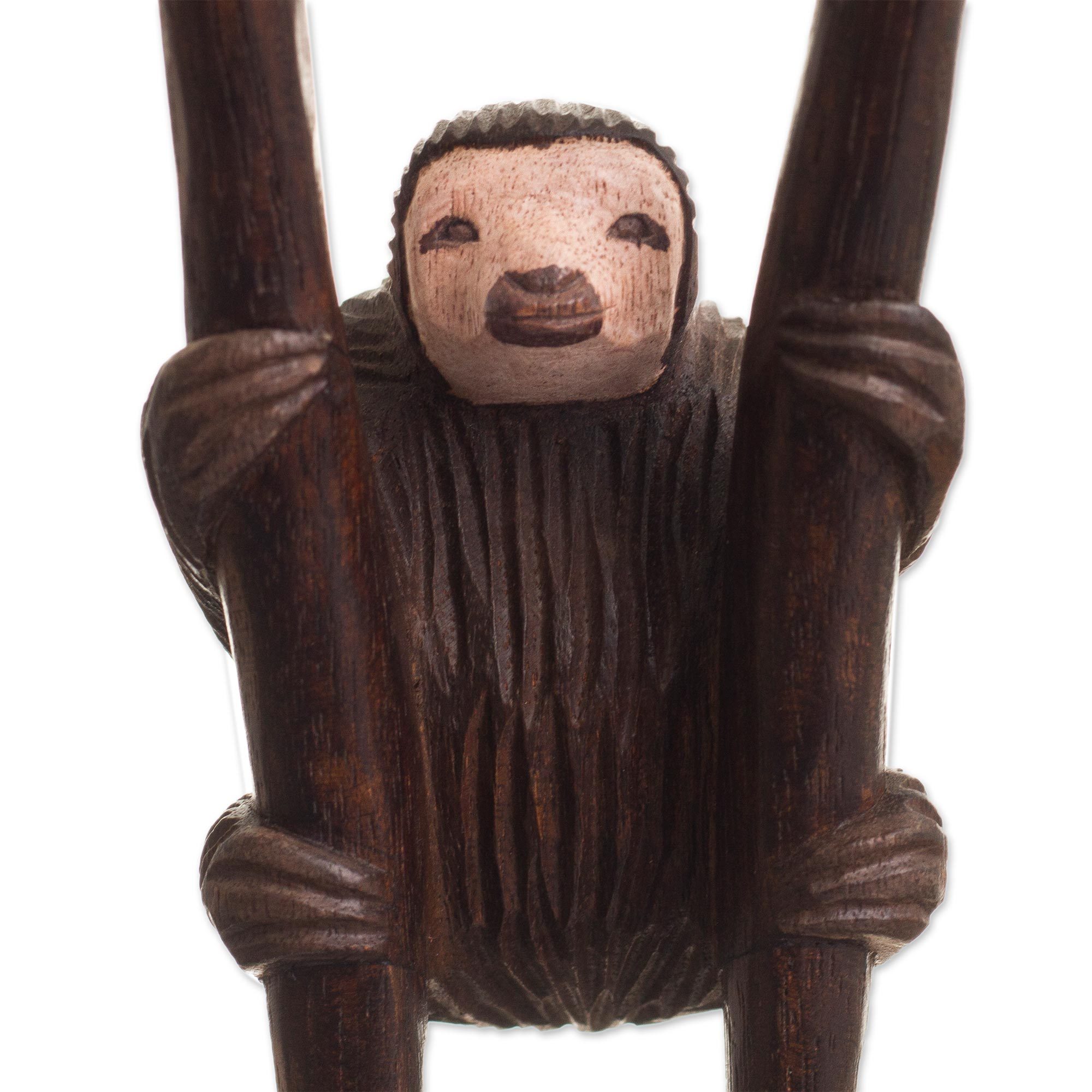 Hand-Carved Cedar Wood Sloth Sculpture from Peru - Sloth | NOVICA