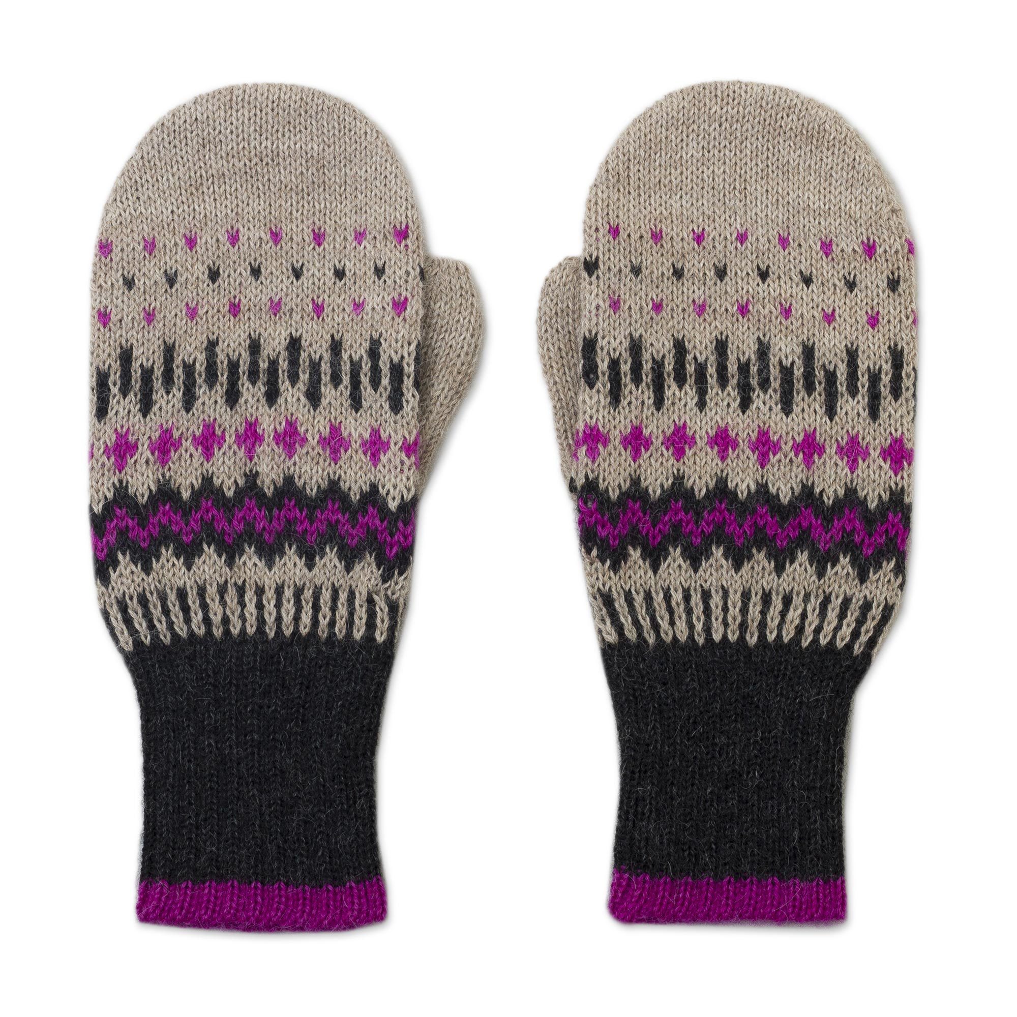 Pure Alpaca Wool Mittens with Inca Pattern - Miski Inca | NOVICA