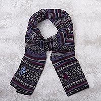 UNICEF Market | Alpaca Wool Striped Knit Scarf from Peru - Sierra Charcoal