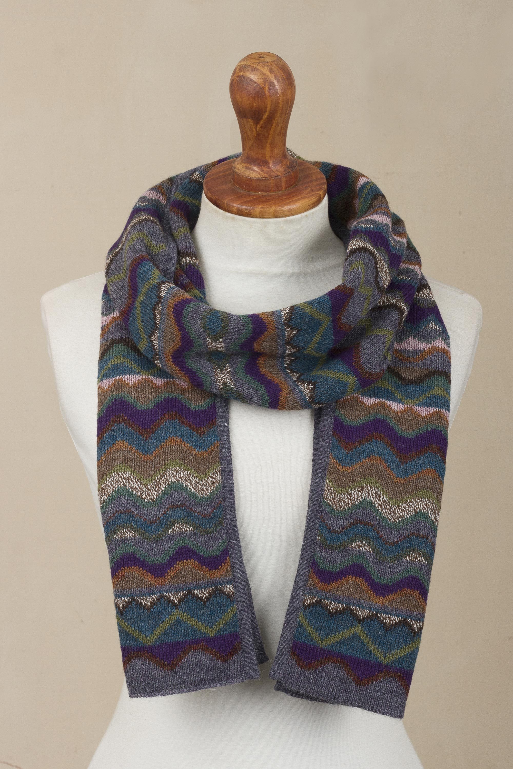 UNICEF Market | Zigzag Striped Alpaca Wool Scarf from Peru - Mountain ...