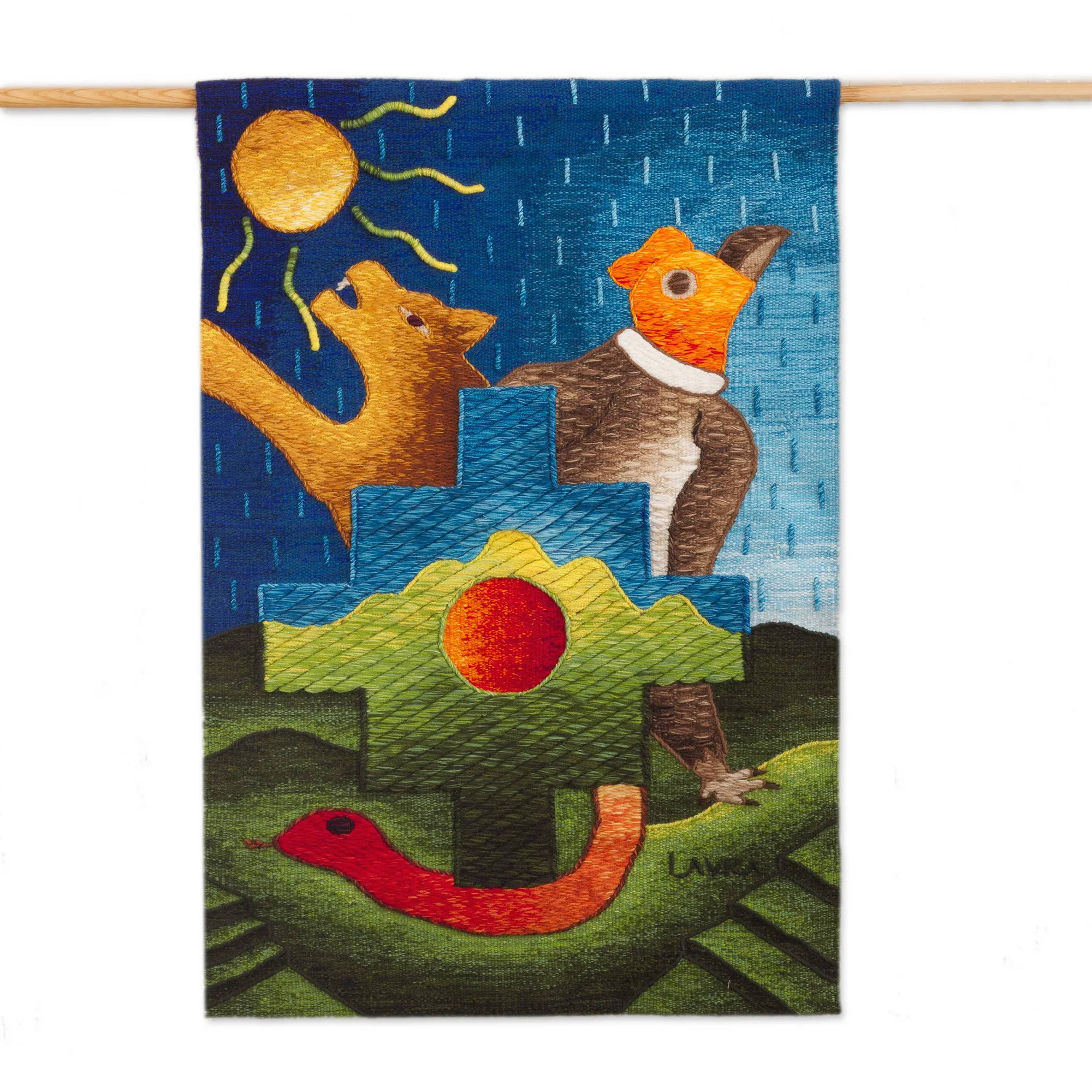 Hand Loomed Alpaca Tapestry with Inca Theme - Inca Trinity | NOVICA