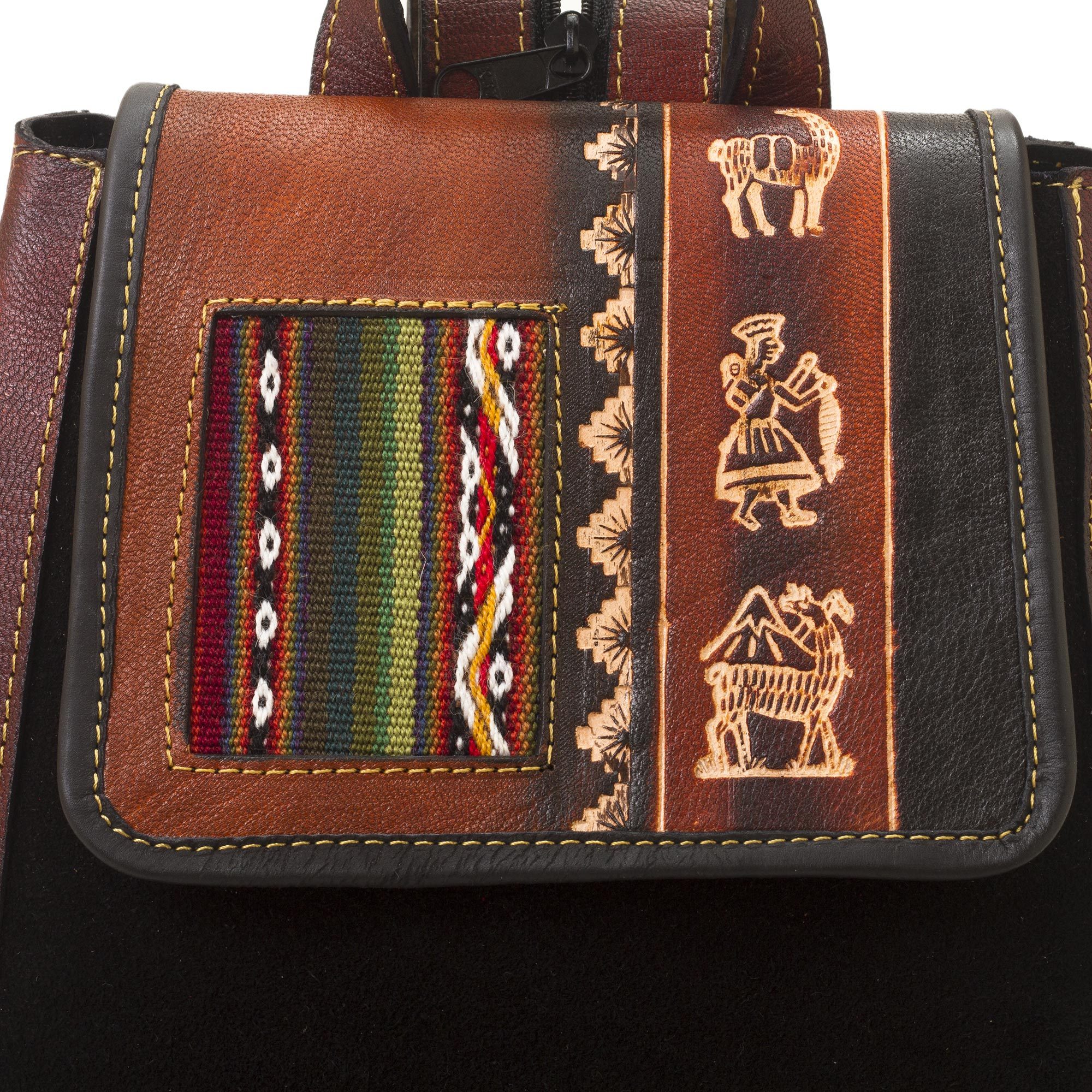 UNICEF Market | Hand- Tooled Leather and Suede Backpack - Trip to Cusco
