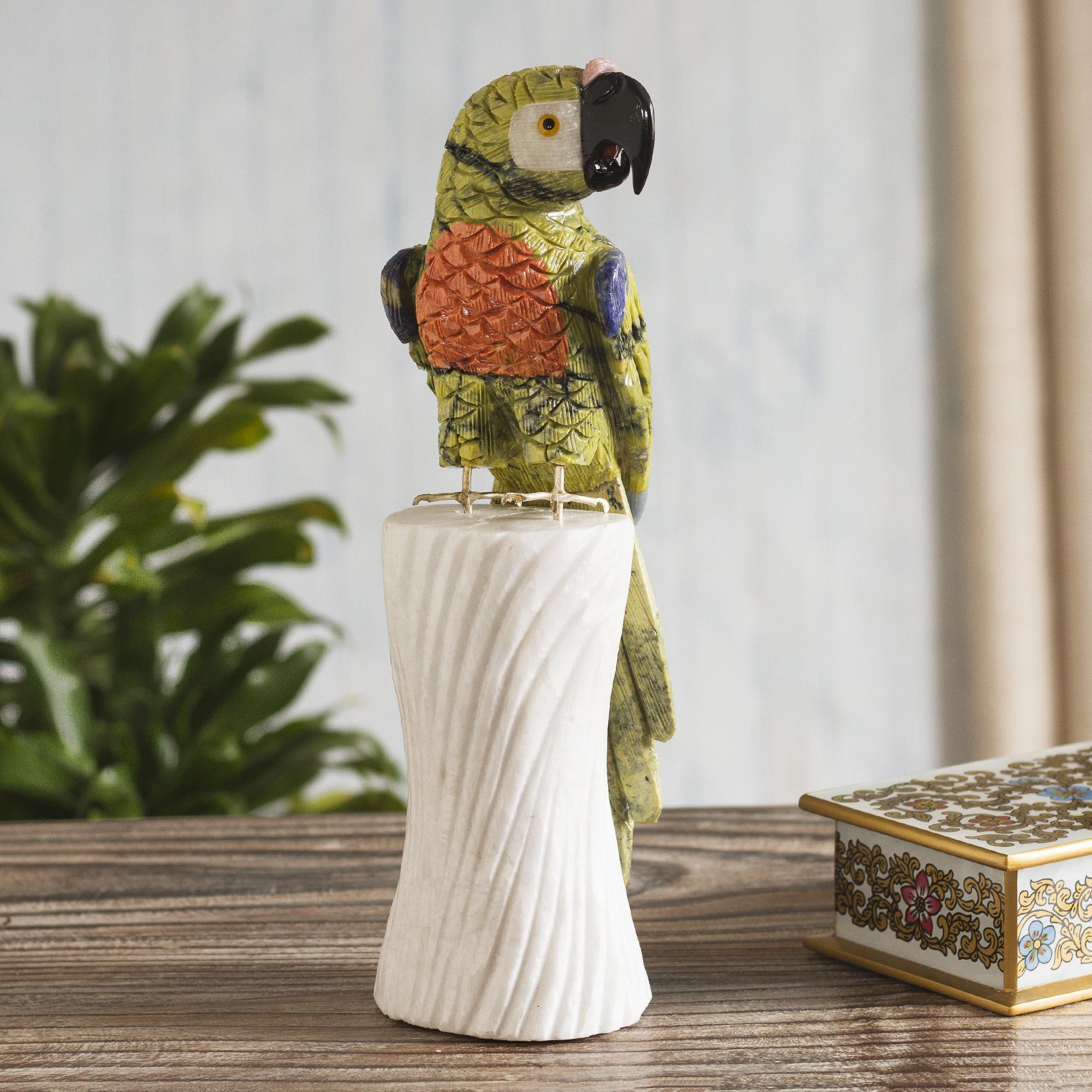 UNICEF Market | Hand-Carved Gemstone Parrot Sculpture From Peru ...