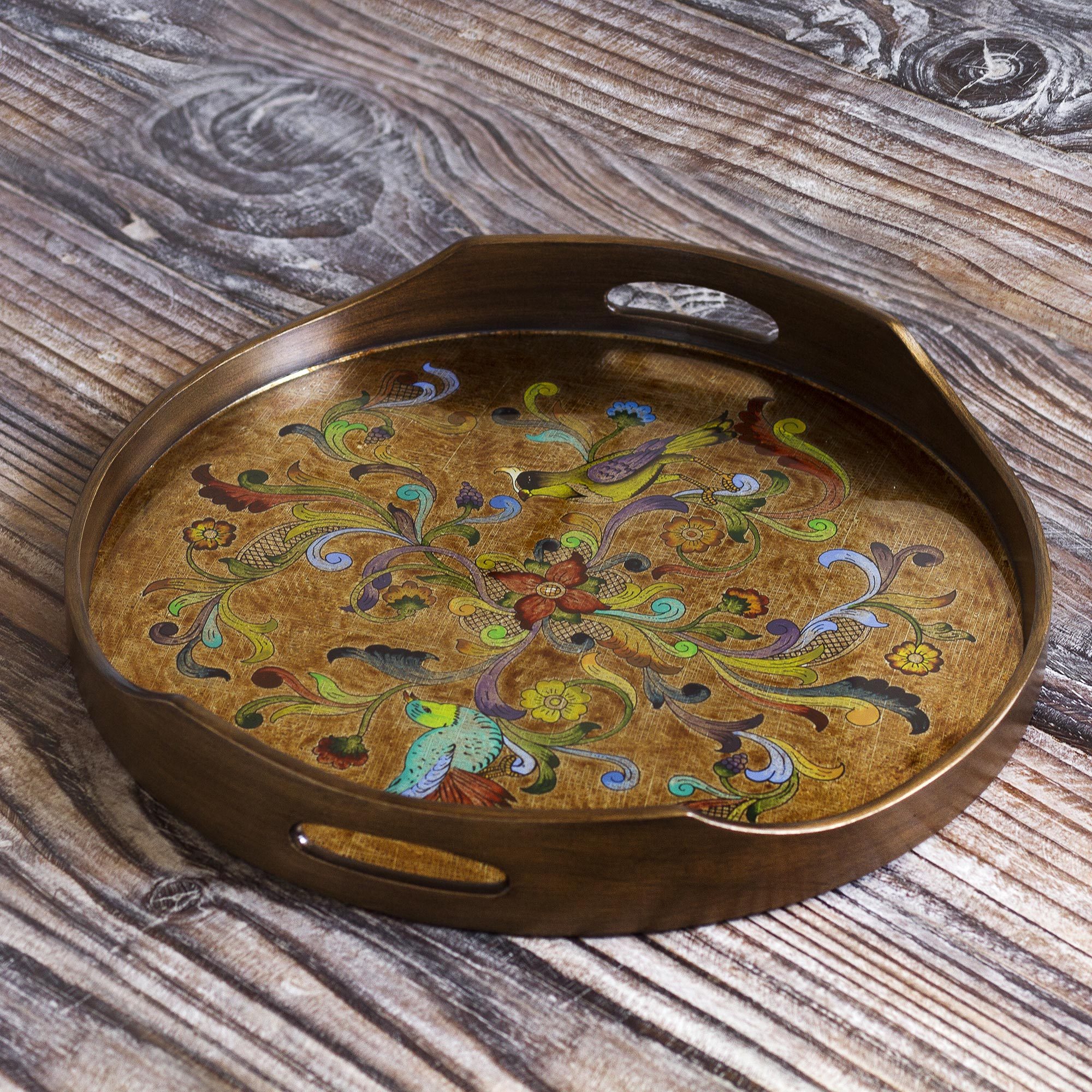 Unique Reverse-Painted Glass Serving Tray - Heralds of Spring | NOVICA