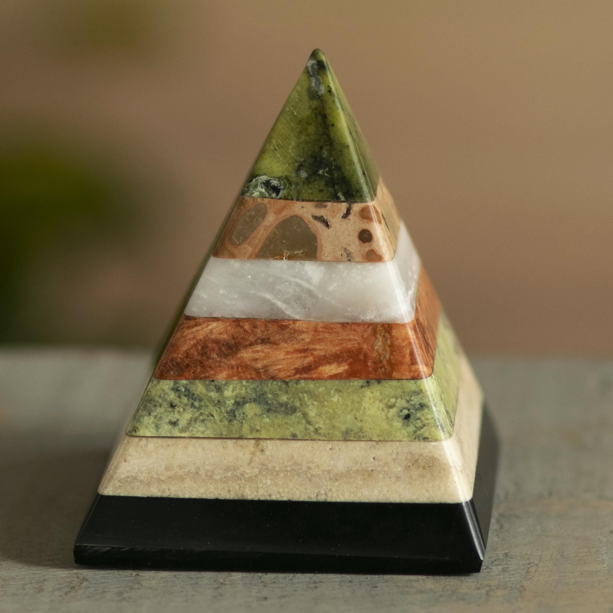 Layered Gemstone Pyramid Sculpture from Peru - Primordial Spirit ...