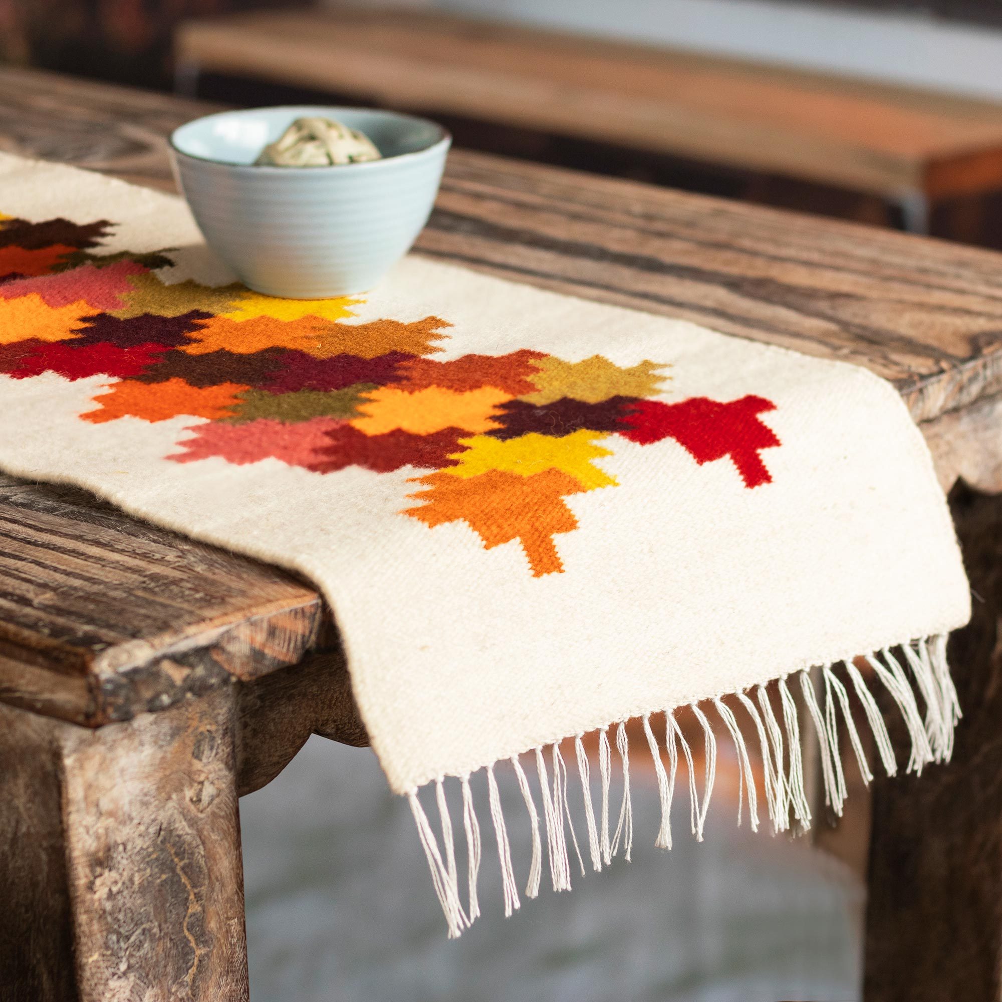 Handloomed Wool Blend Table Runner - Sunrise Chakana | NOVICA
