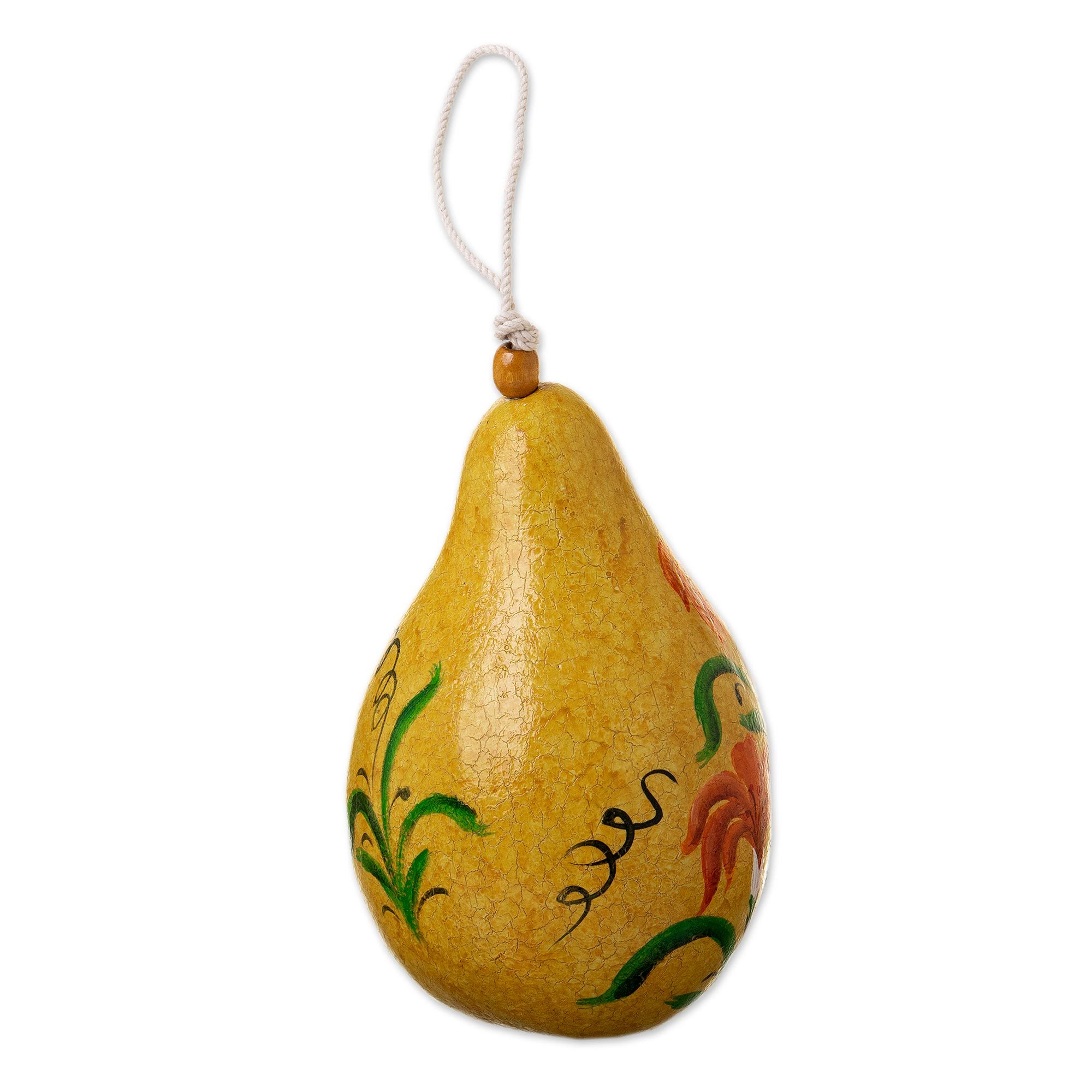 Peruvian Hand Painted Yellow Dried Mate Gourd Birdhouse - Hummingbird ...
