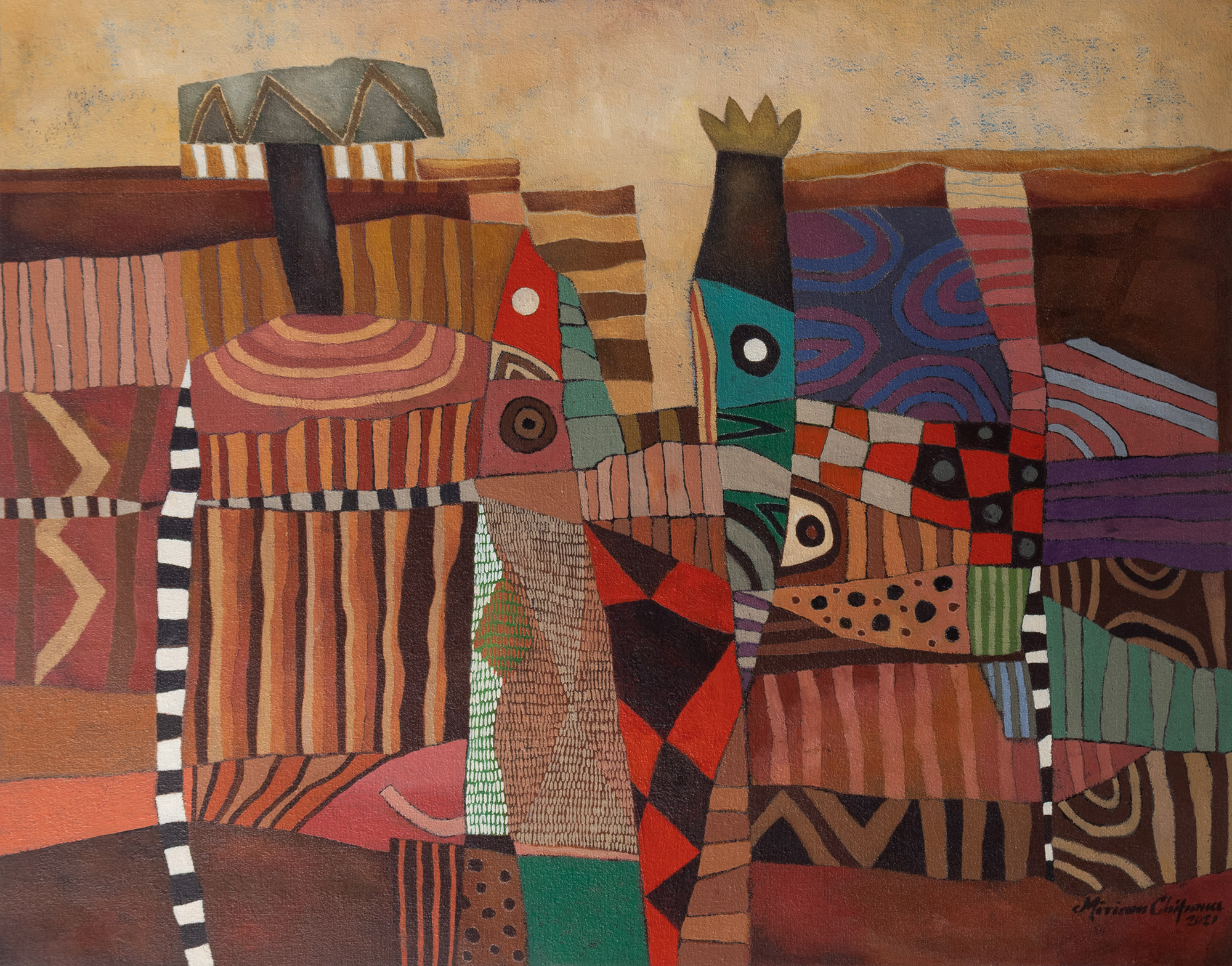 Peruvian Fine Art Abstract Landscape Painting - Landscape III | NOVICA