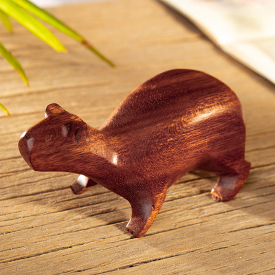 Capybara Mini Figurine Hand-Carved in Palo Sangre Wood - Cute Capybara ...