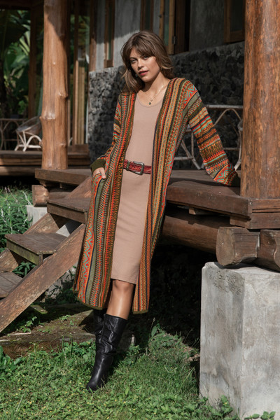 Classic Andean-Made Acrylic and Baby Alpaca Blend Kimono - Highland ...