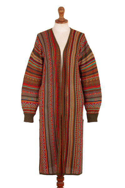 Classic Andean-Made Acrylic and Baby Alpaca Blend Kimono - Highland ...