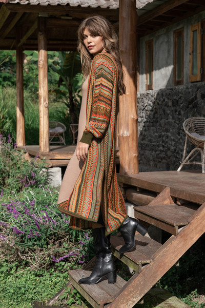 Classic Andean-Made Acrylic and Baby Alpaca Blend Kimono - Highland ...