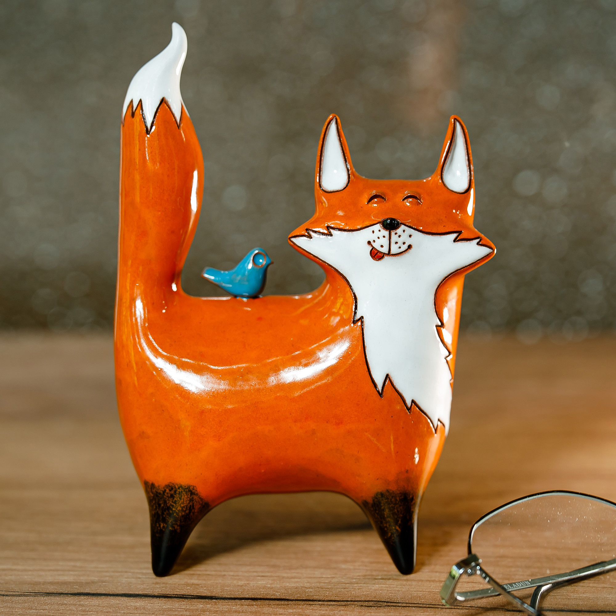 Fox Ceramic Figurine Made & Painted by Hand in Uzbekistan - Friendly ...