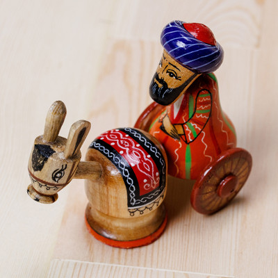 Hand-Painted Red Traditional Wood Figurine of Tajik Merchant - Tajik ...