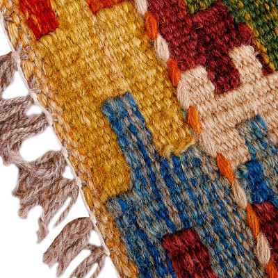 Hand-Knotted Wool Area Rug with Rhombus Patterns (2x2.5) - Delightful ...