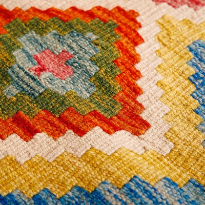 Hand-Knotted Wool Area Rug with Rhombus Patterns (2x2.5) - Delightful ...
