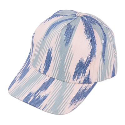 Handmade Ikat Patterned Blue and White Cotton Baseball Cap - Intrepid ...