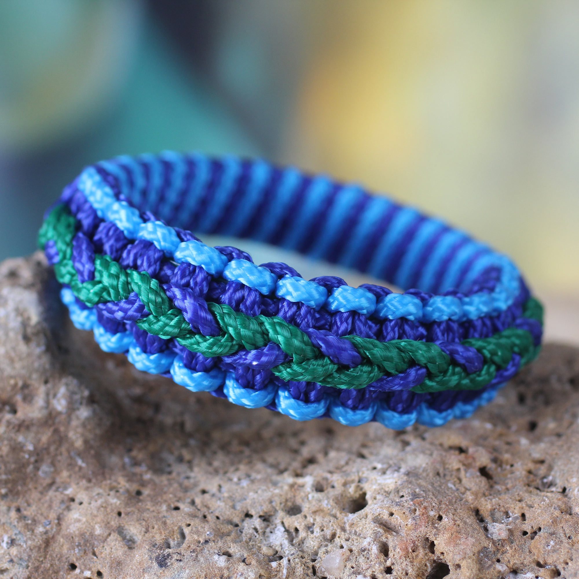 UNICEF Market | Hand Crafted African Bangle Bracelet - Blue and Green Hausa
