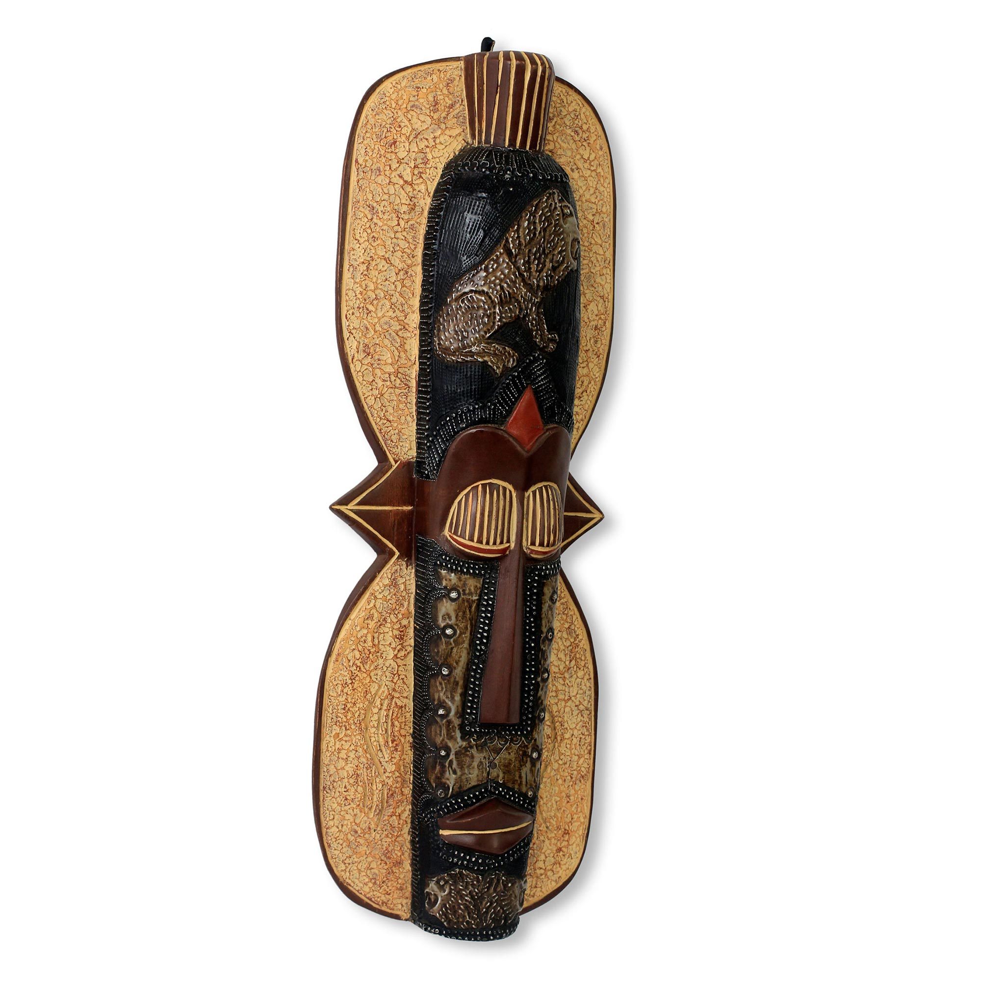 UNICEF Market | Large Wooden Mask from Ghana - Wisdom of the Lion