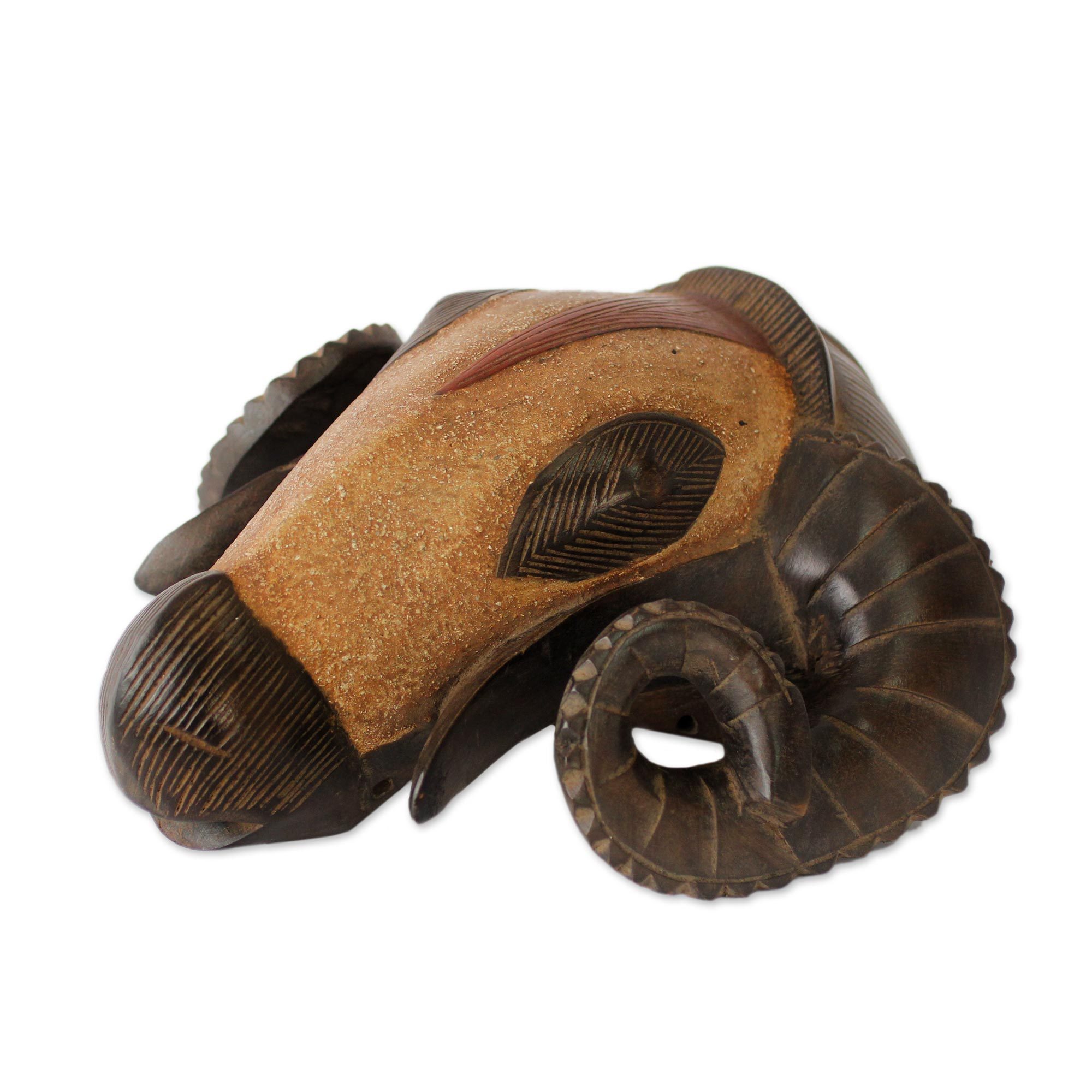 Hand Carved African Ram Mask - Powerful Ram | NOVICA