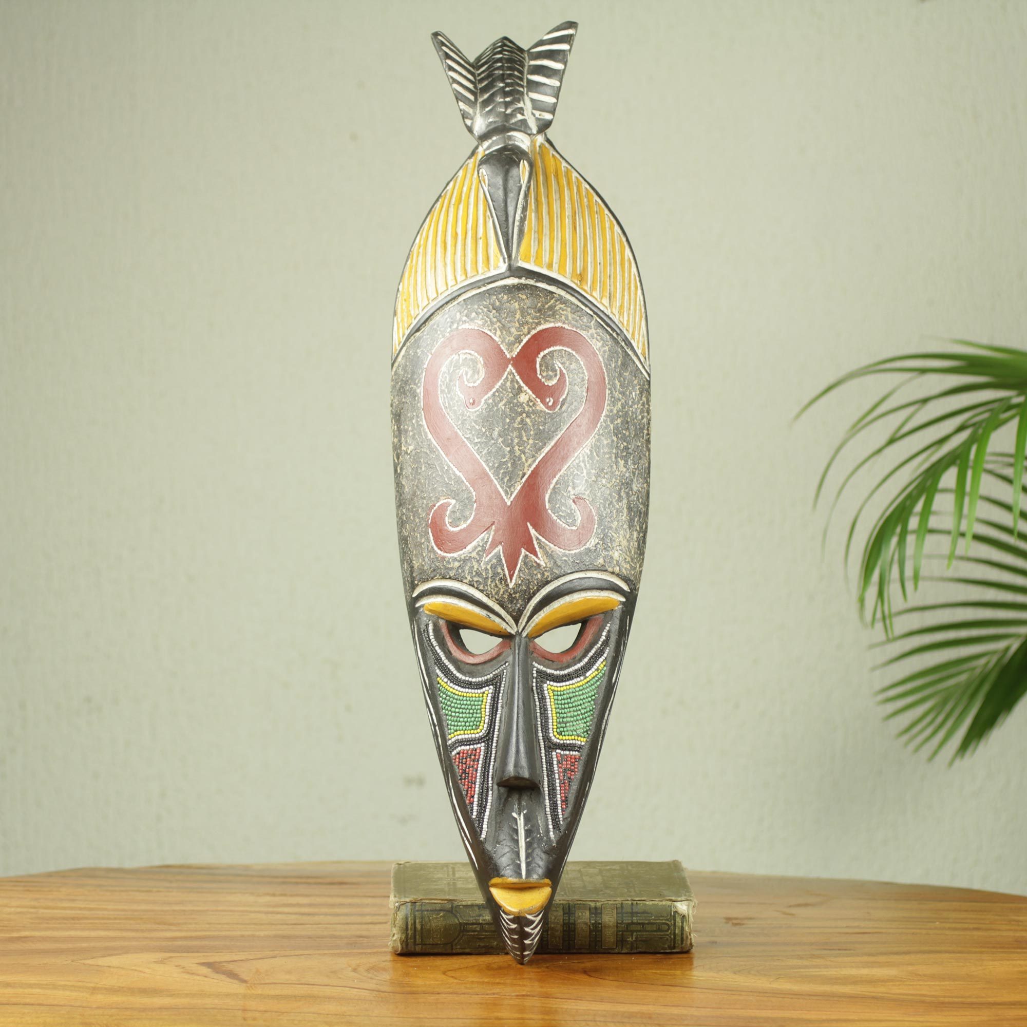 UNICEF Market | African Adinkra Symbol Handcrafted Wood and Bead Mask ...