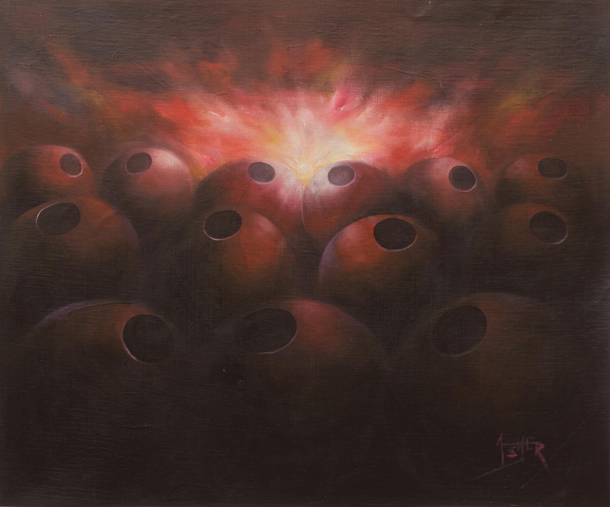 Painting of Calabash Gourds in Earth Tones - Spirit of Depth | NOVICA