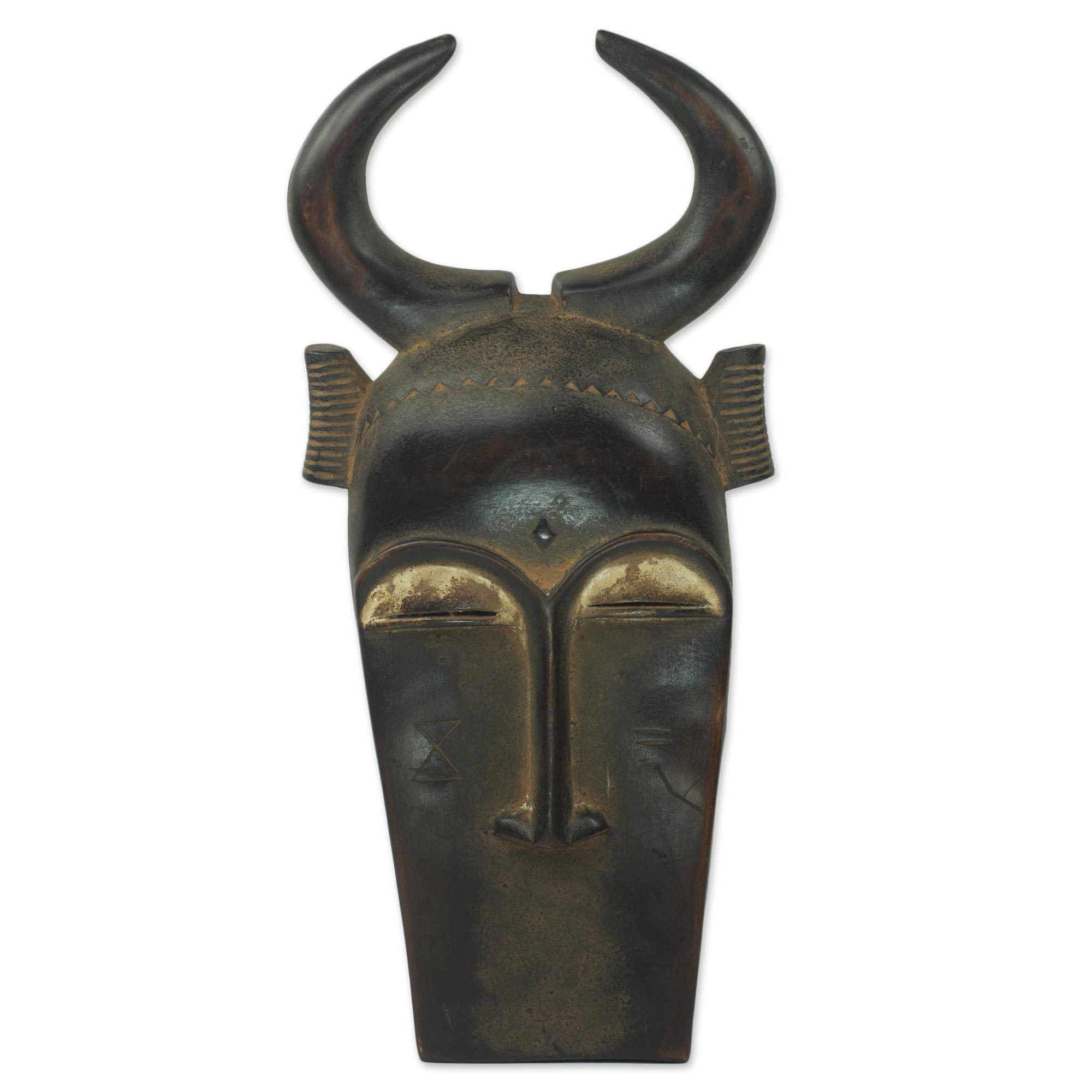 African Bemba Healer Wall Mask Zoomorphic Man from Ghana - Bemba Healer ...