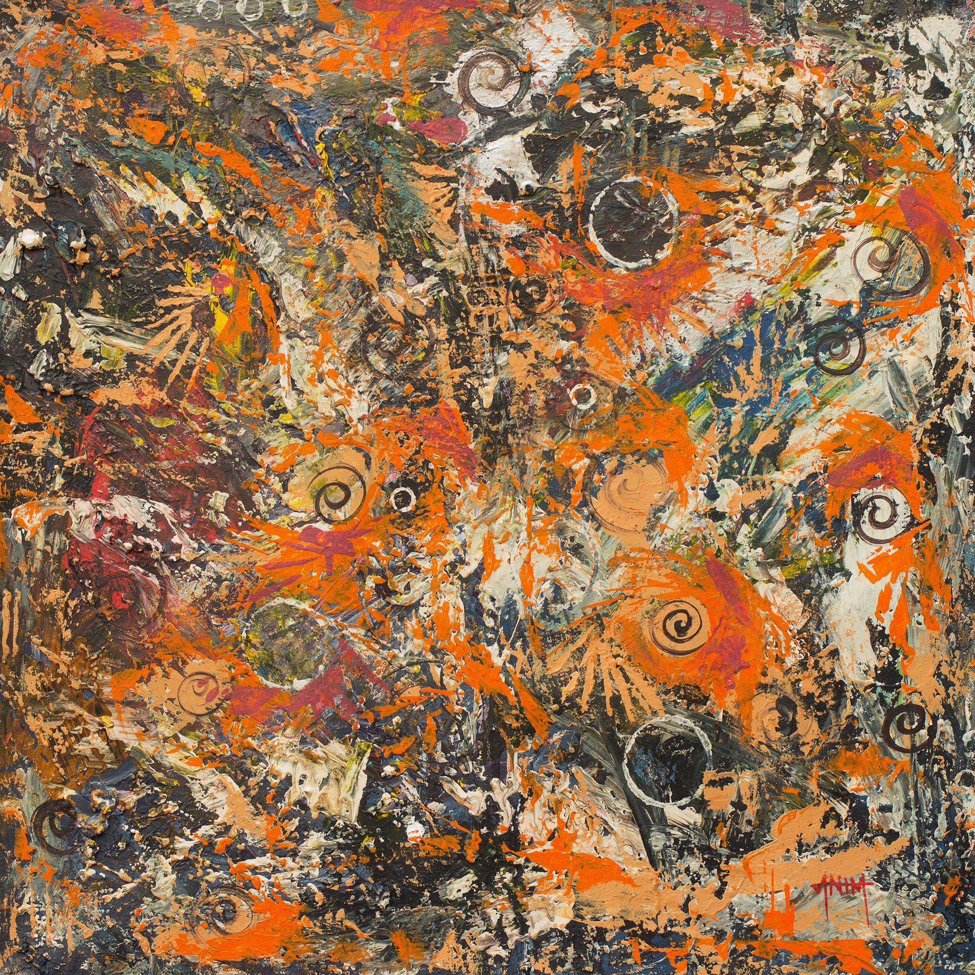 UNICEF Market | Signed Abstract Painting with Orange Colors from Ghana ...
