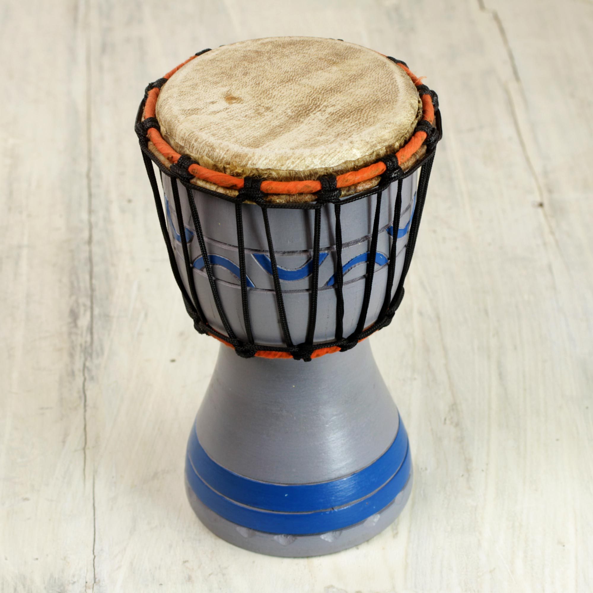 UNICEF Market | Handcrafted Grey and Blue Authentic African Mini Djembe ...