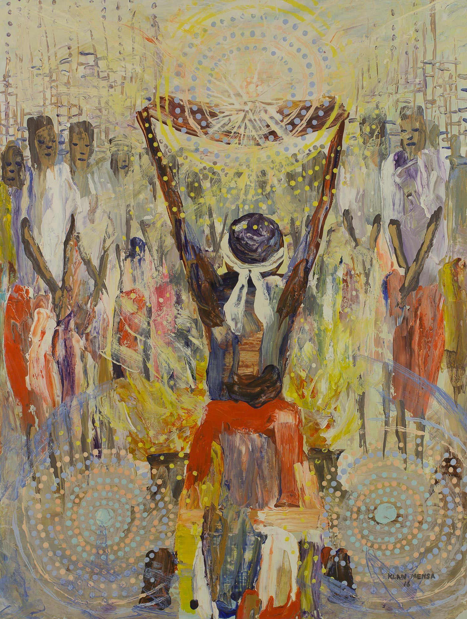 Signed Expressionistic Painting of a Ghanaian Ceremony - This We Offer ...