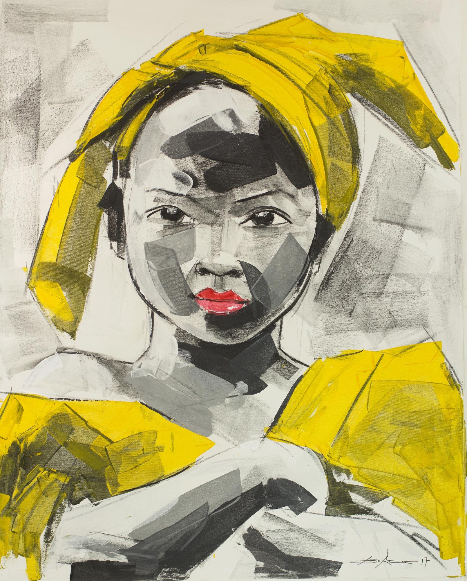 Signed Expressionist Painting of an African Girl from Ghana - African ...