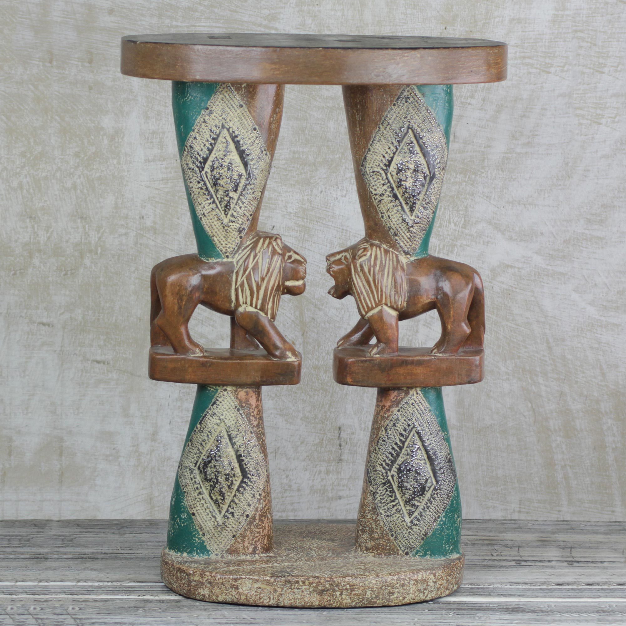 UNICEF Market | Lion-Themed Cedar Wood Accent Table Crafted in Ghana ...