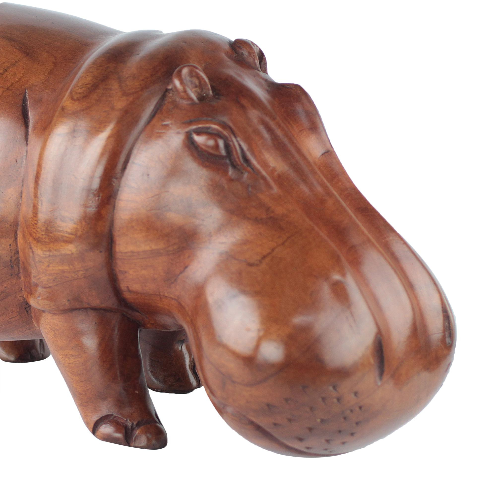 UNICEF Market | Mahogany Wood Hippo Sculpture from Ghana - Soulful Hippo