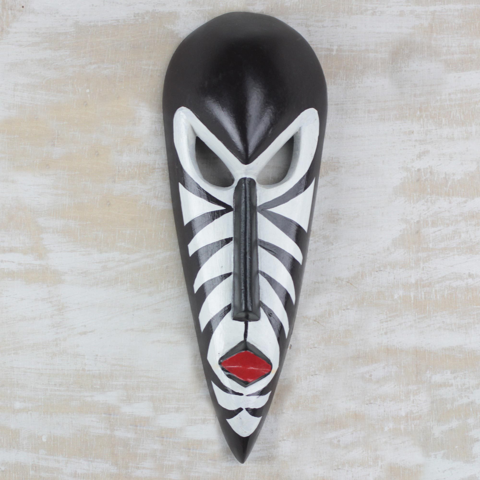 Handcrafted Wood African Mask in Black and White from Ghana - Love ...