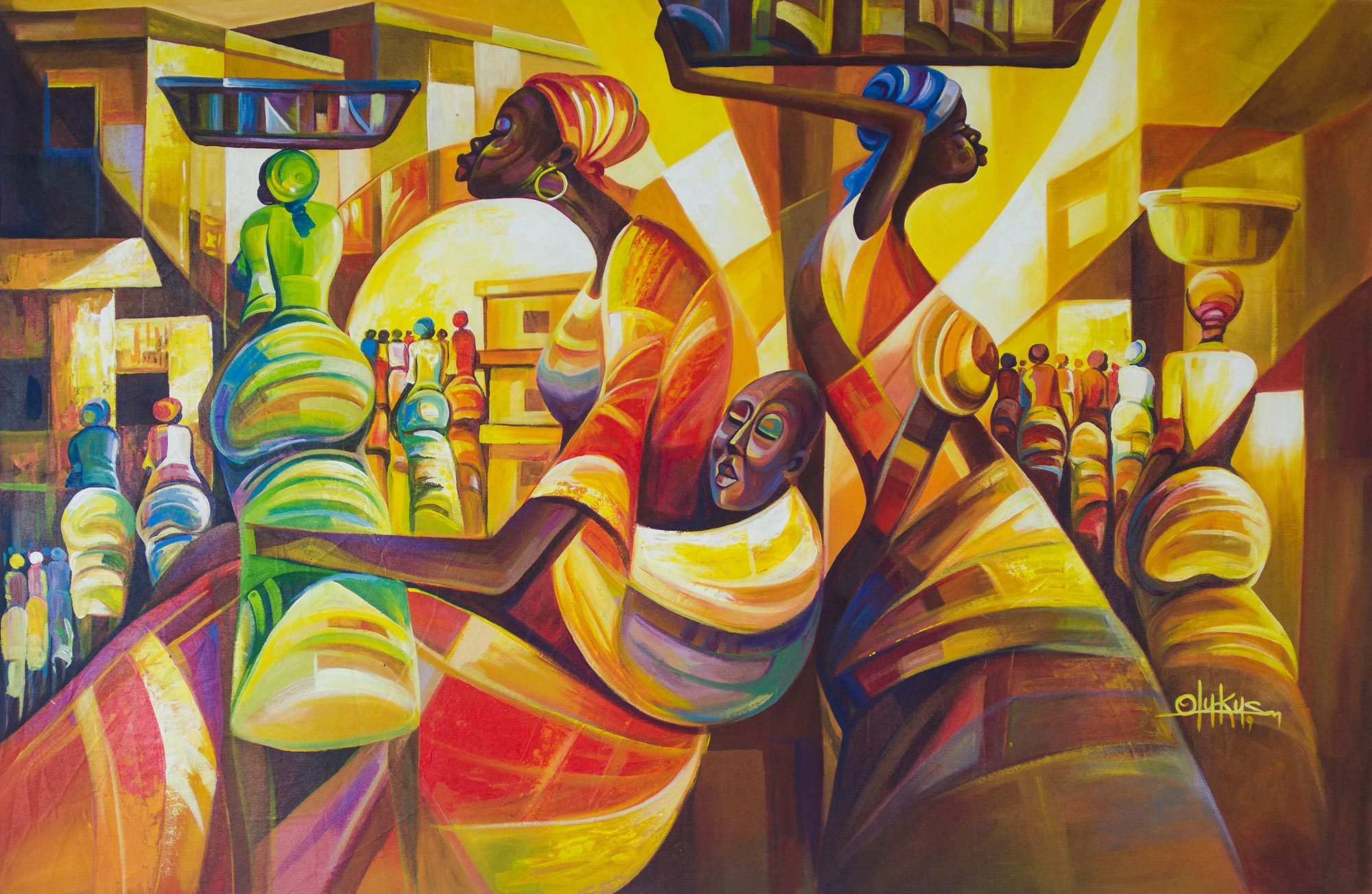 Beautiful Painting of Ghanaian Woman Eating On Canvas Unframed ...