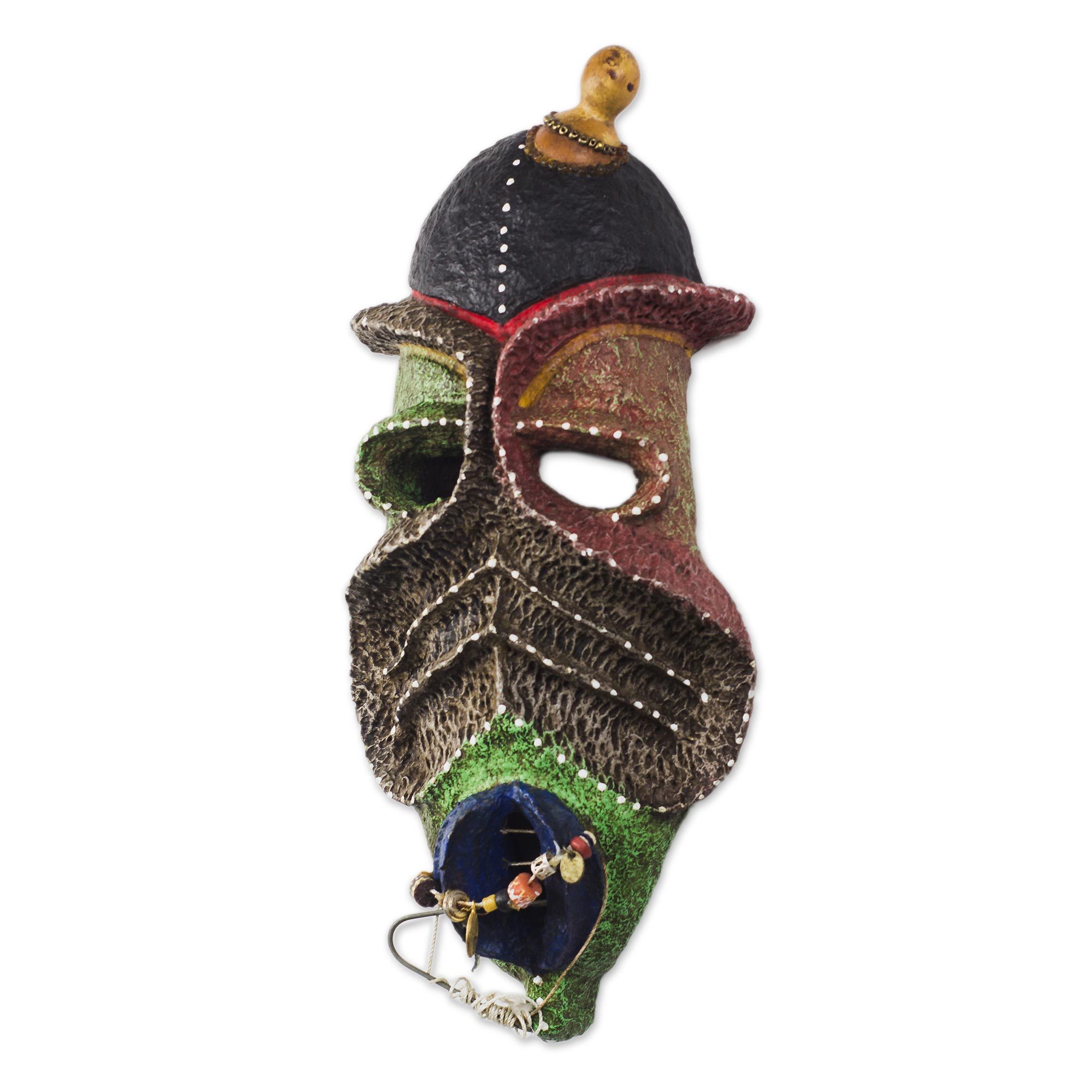 Colorful Recycled African Wall Mask from Ghana - Tribe Man | NOVICA