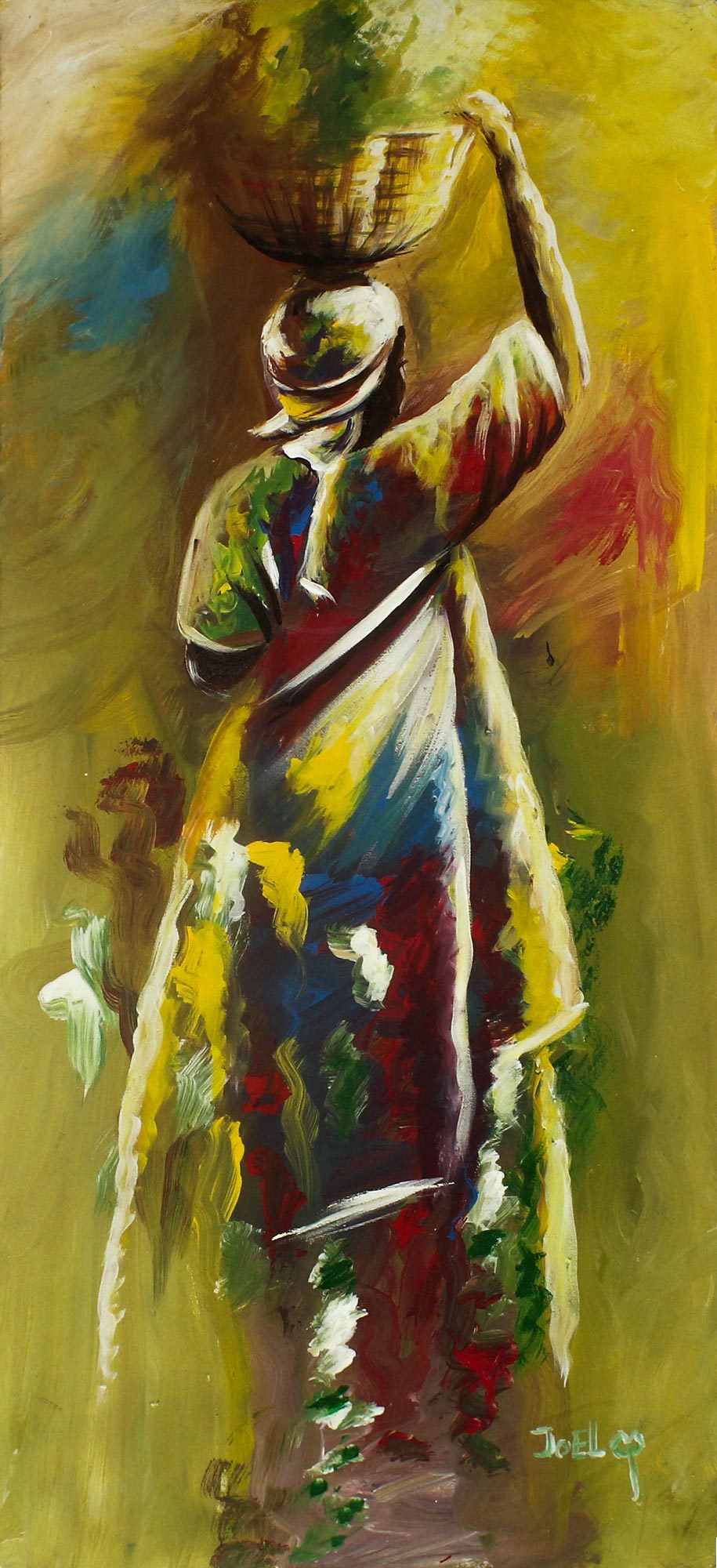Expressionist Painting of an African Woman in Yellow - The Struggle of ...