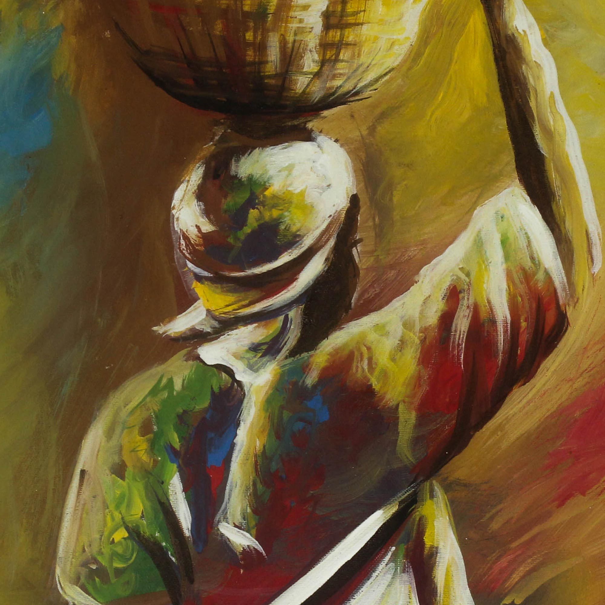 Expressionist Painting of an African Woman in Yellow - The Struggle of ...