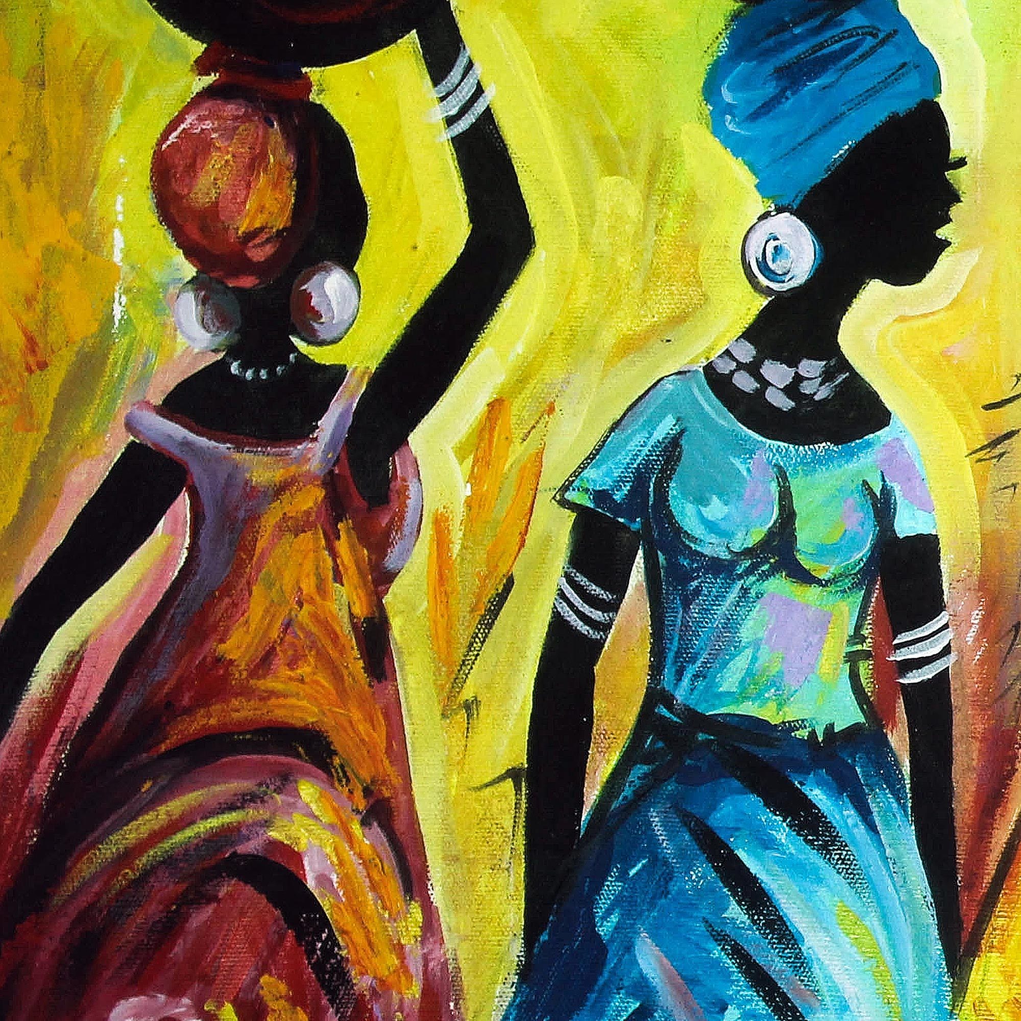Colorful Expressionist Painting of African Women (2019) - Hardworking ...