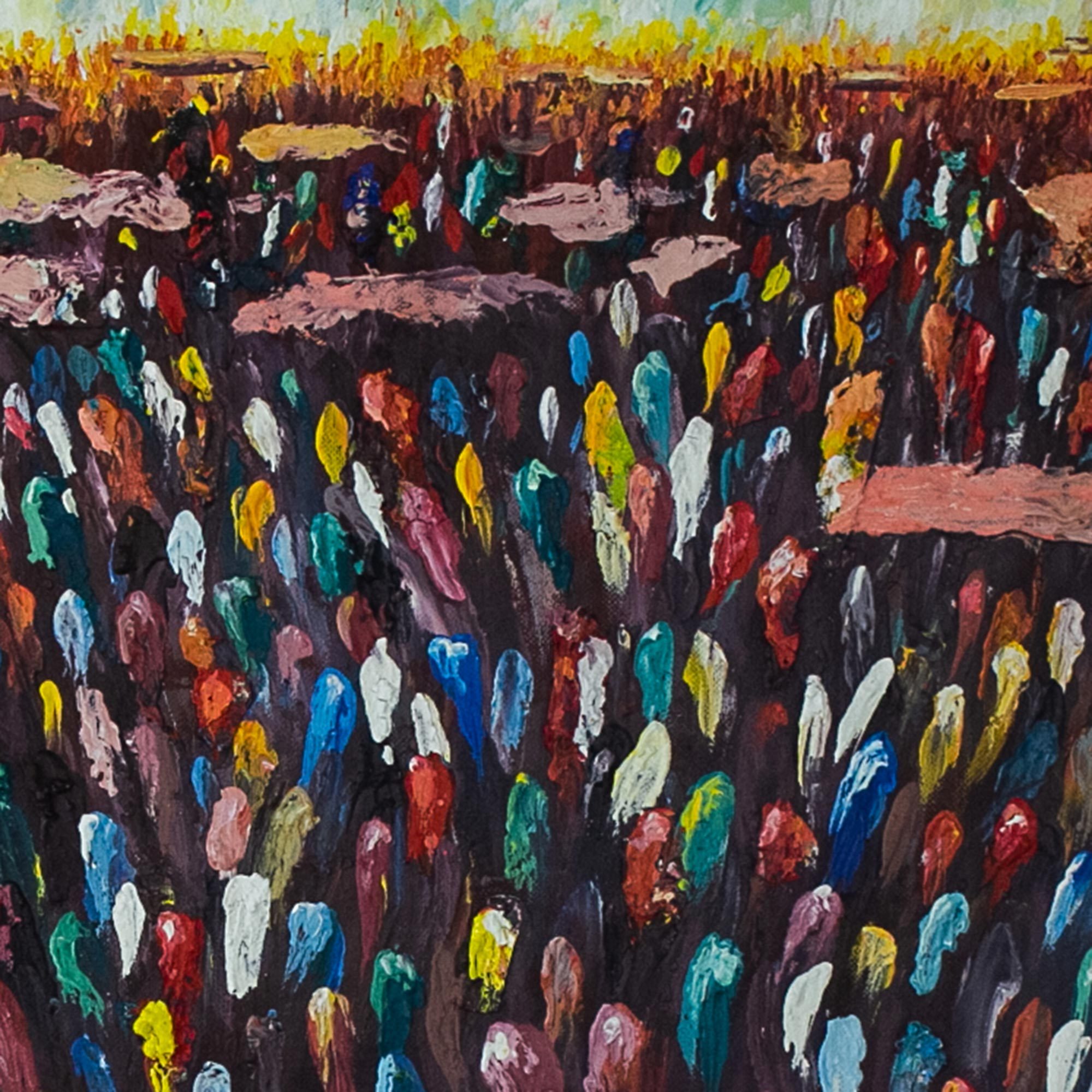 Acrylic on Canvas Large Market Scene Painting - Market Profile | NOVICA