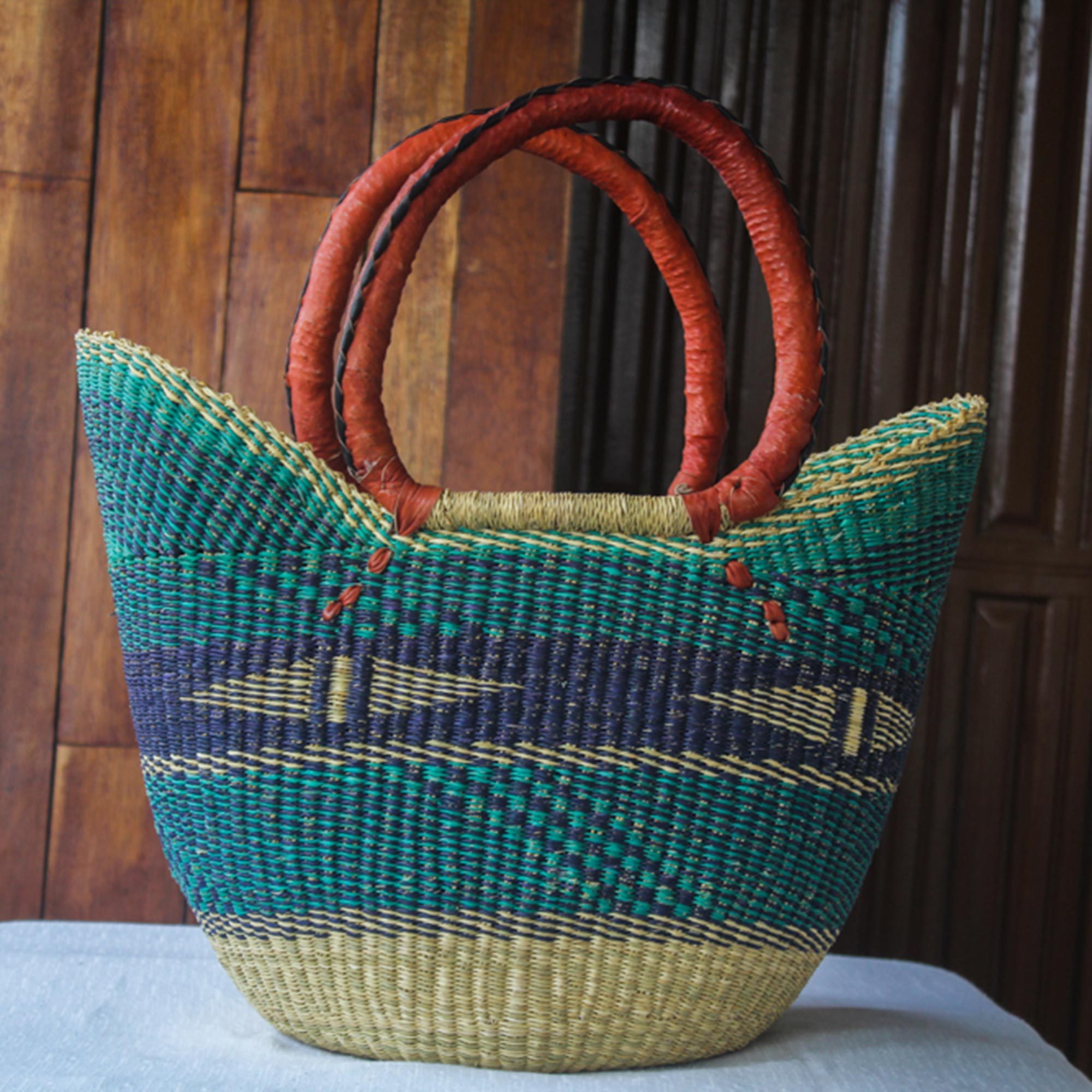 Handmade African Raffia Shopping Basket - Nutifafa | NOVICA