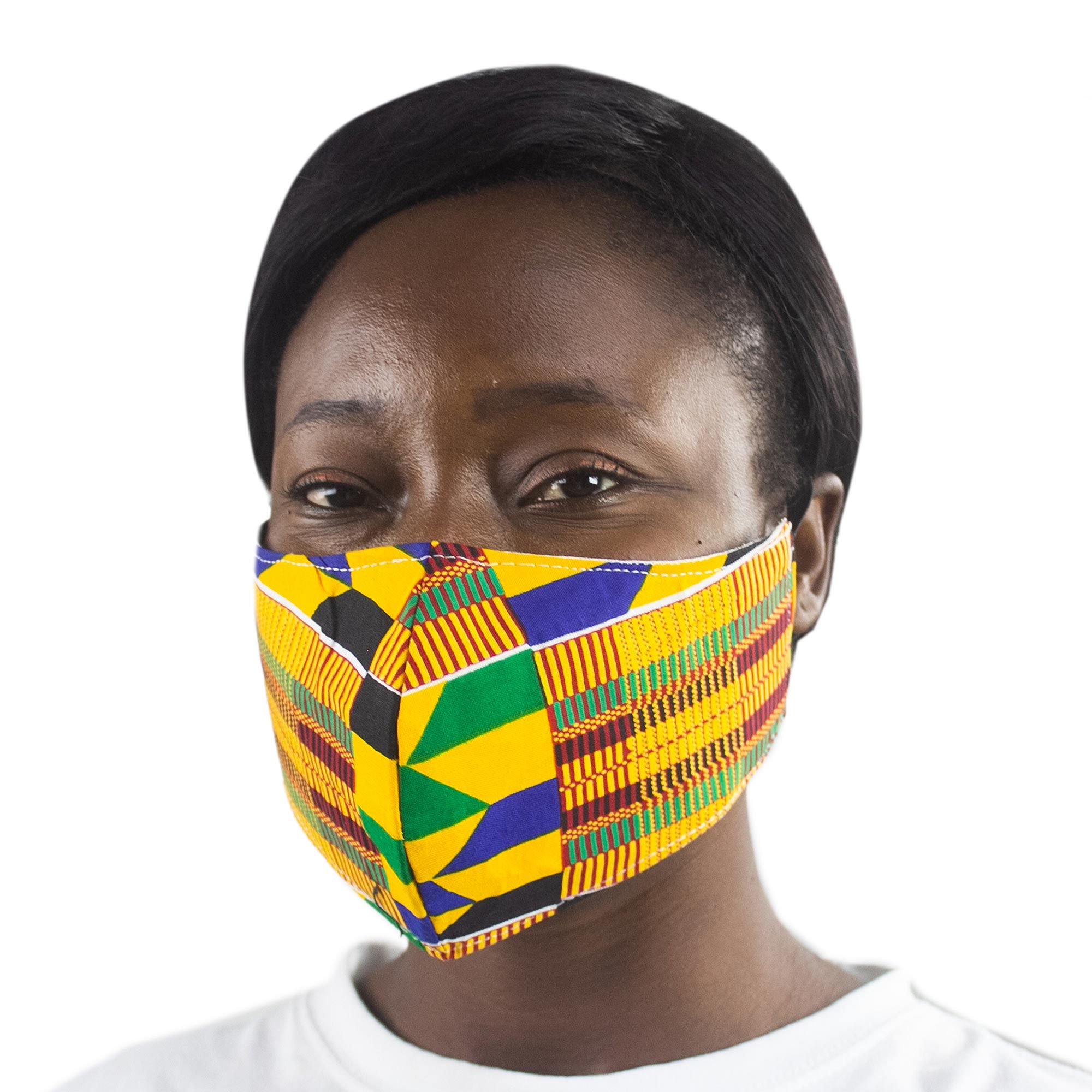UNICEF Market | 2 Colorful African Kente Print 2-Layer Contour Face ...
