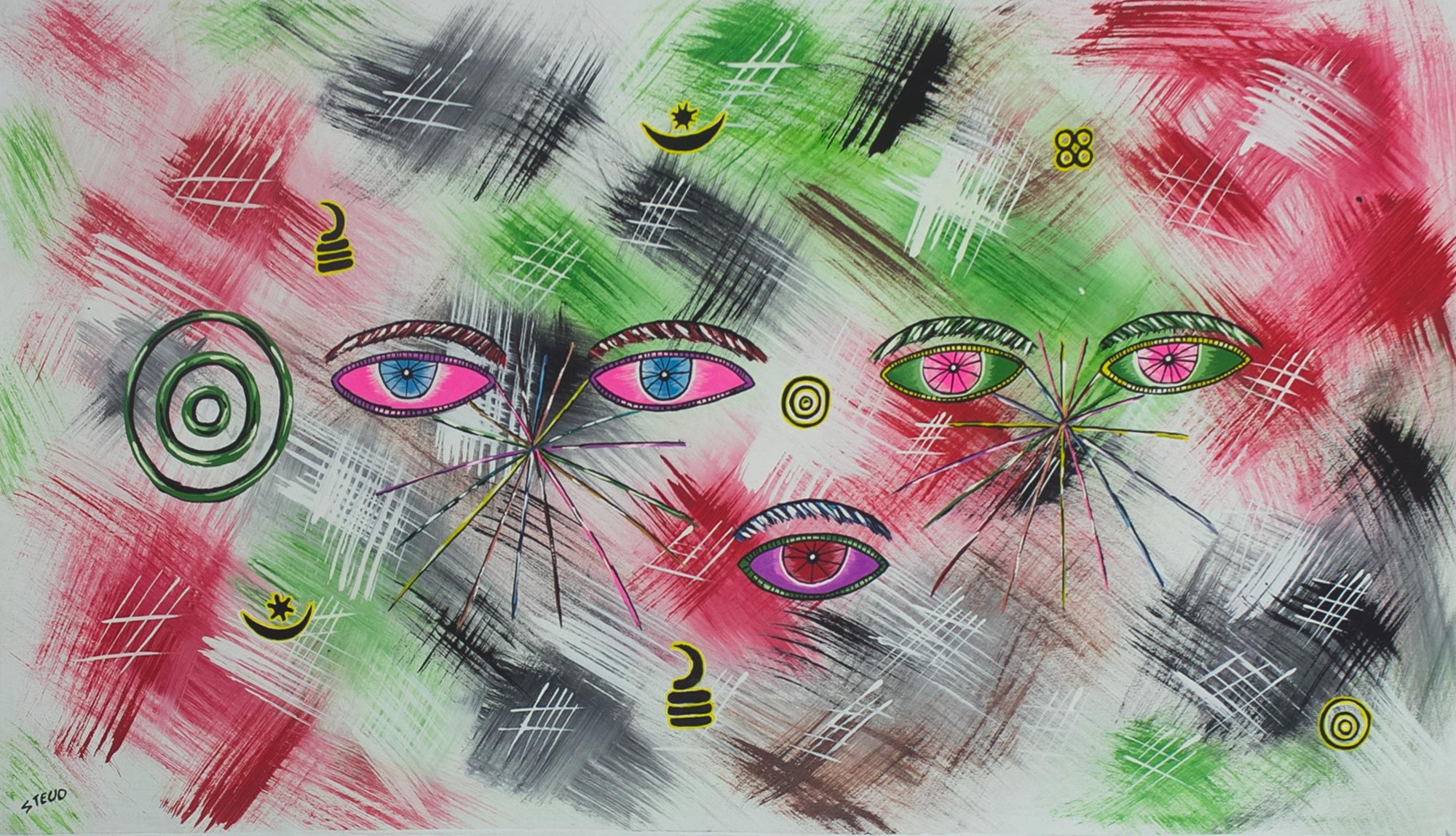 UNICEF Market | Signed Expressionist Adinkra Symbol Acrylic Painting ...