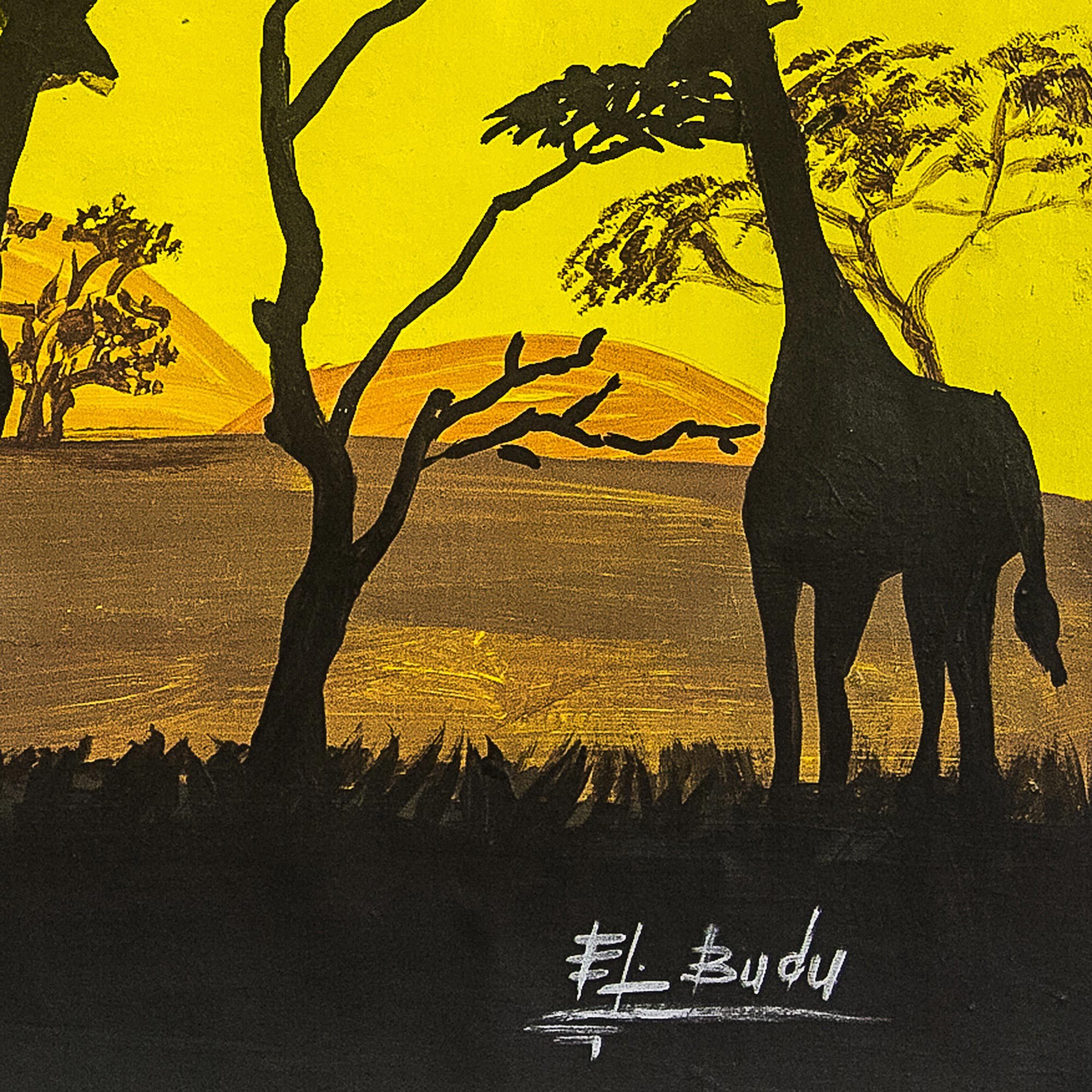 Acrylic Landscape Painting on Canvas - African Safari Sunset | NOVICA