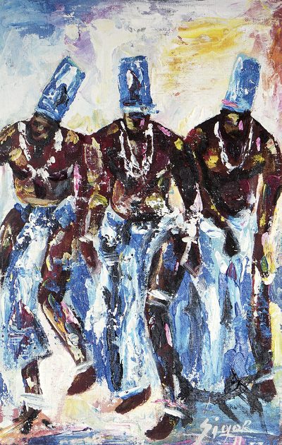 Unstretched Impressionist Painting of Dipo Dance - Dipo Dance | NOVICA