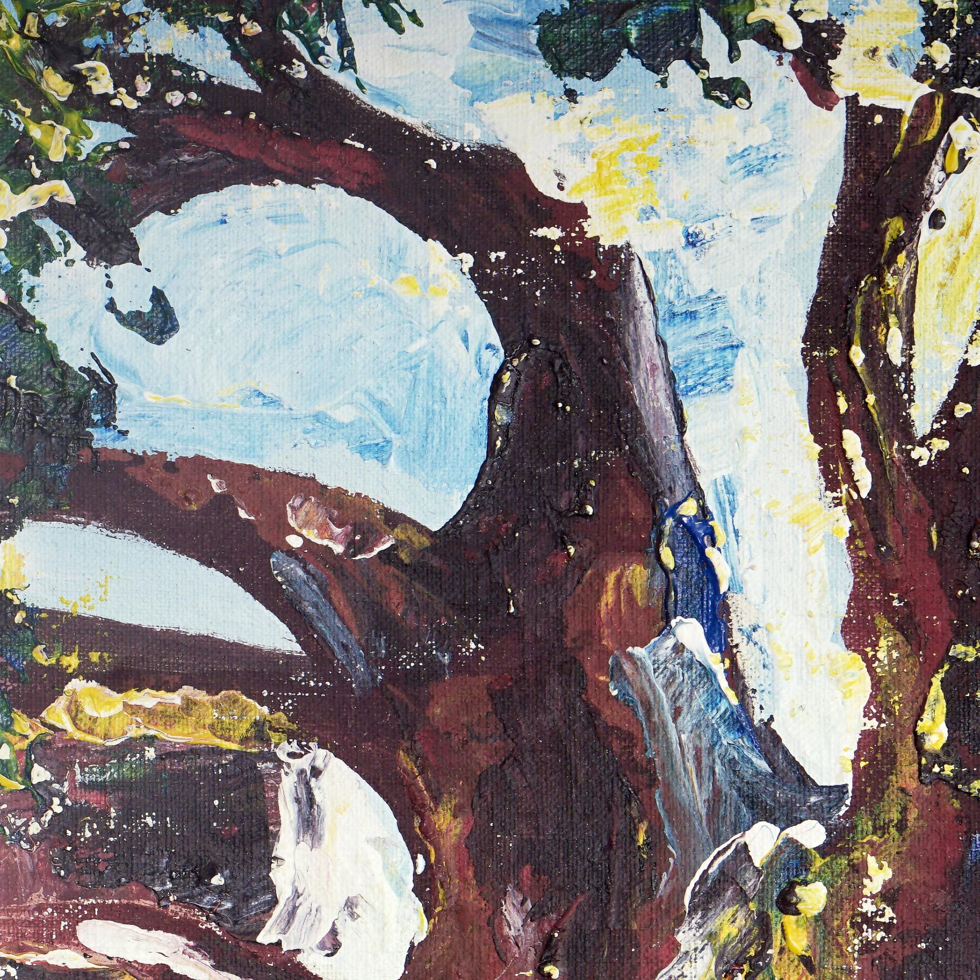 Unstretched Expressionist Painting of Tree from Ghana - The Iroko Tree ...